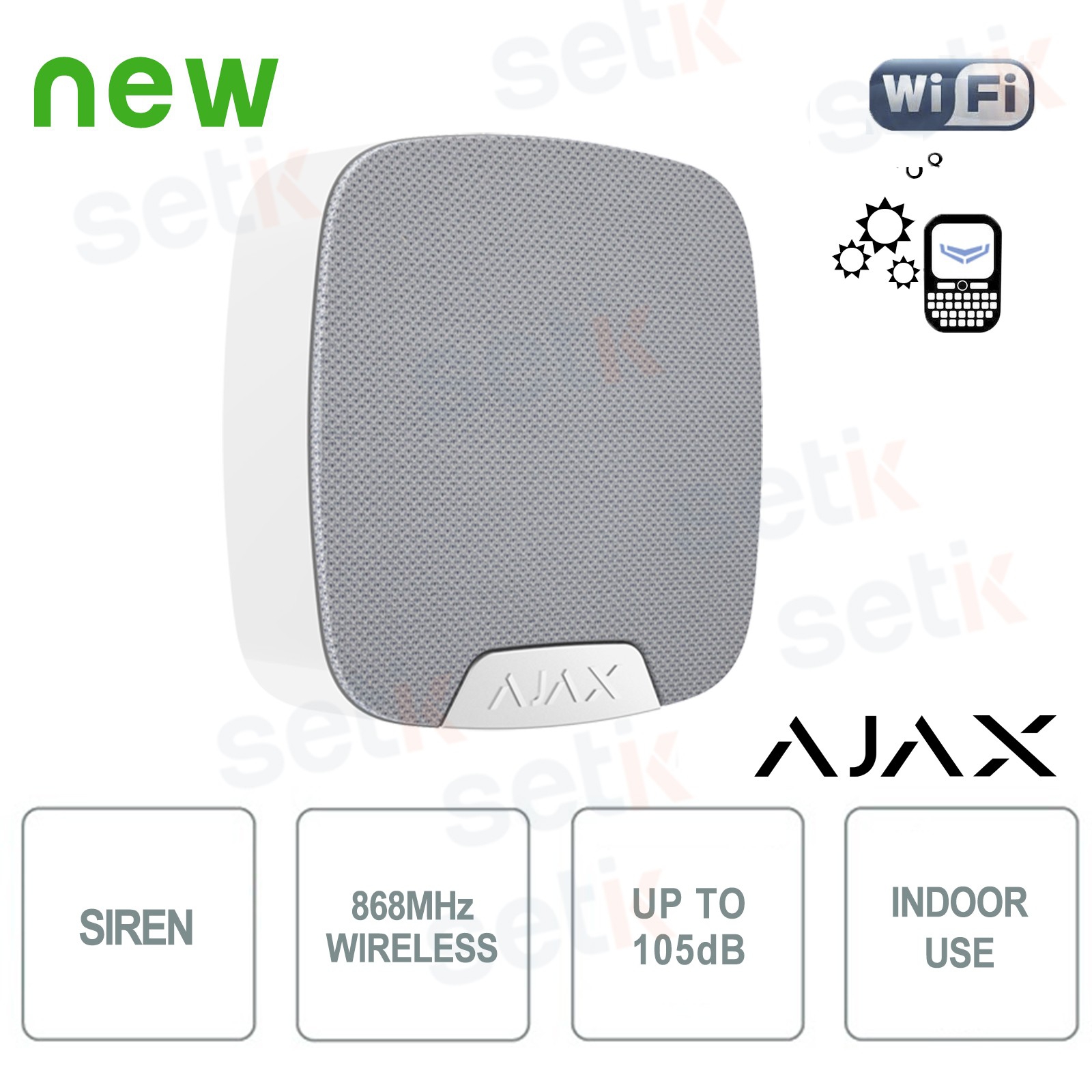38111.11.WH1 - Indoor Ajax 868MHz siren - Setik.biz