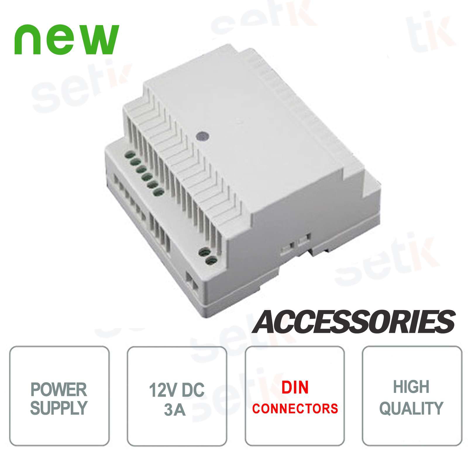 ALIM3ADIN - DIN 12V 3A power supply - Setik - Setik.biz