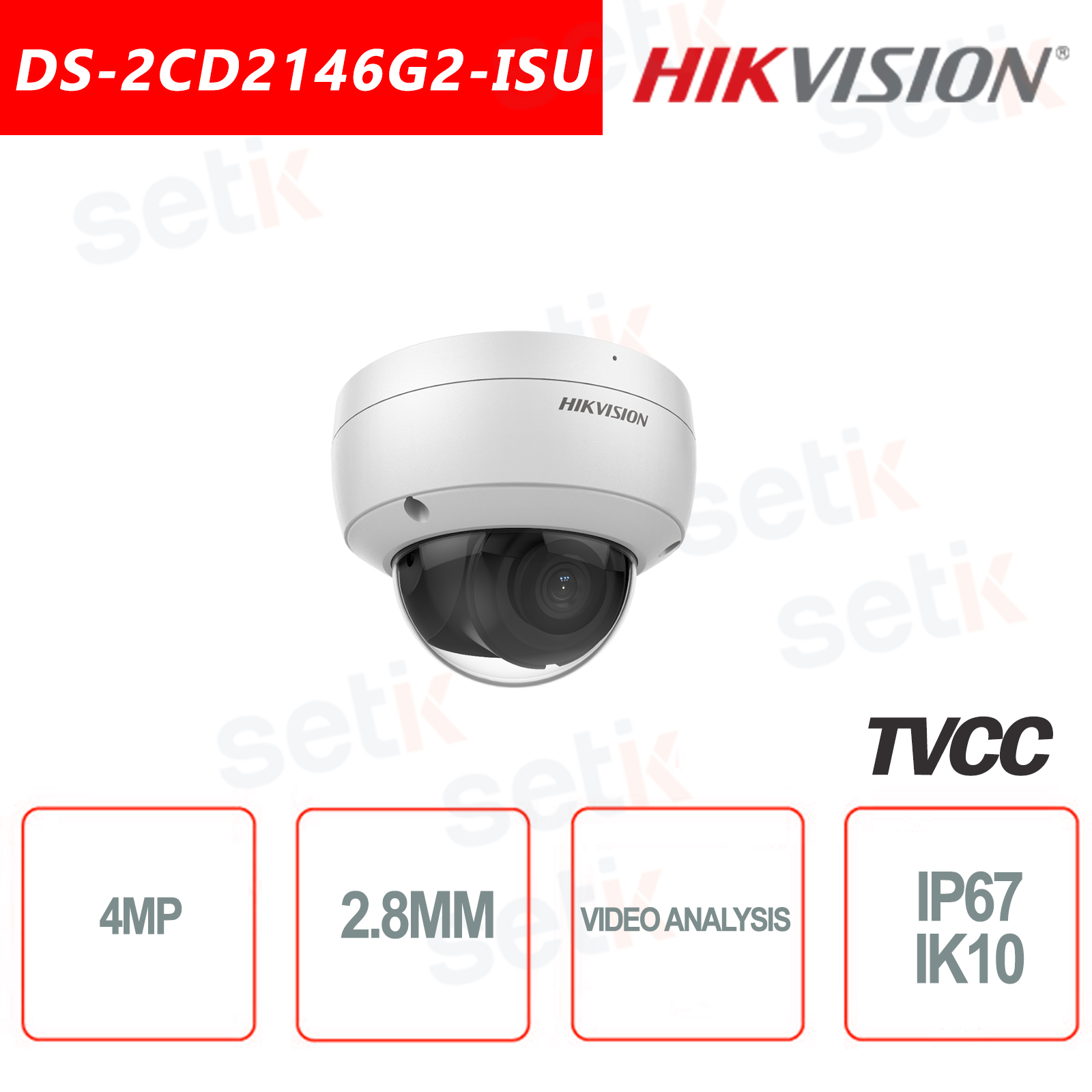 DS-2CD2146G2-ISU - HIkvision 4MP IR PoE IP Dome Camera - Setik.biz
