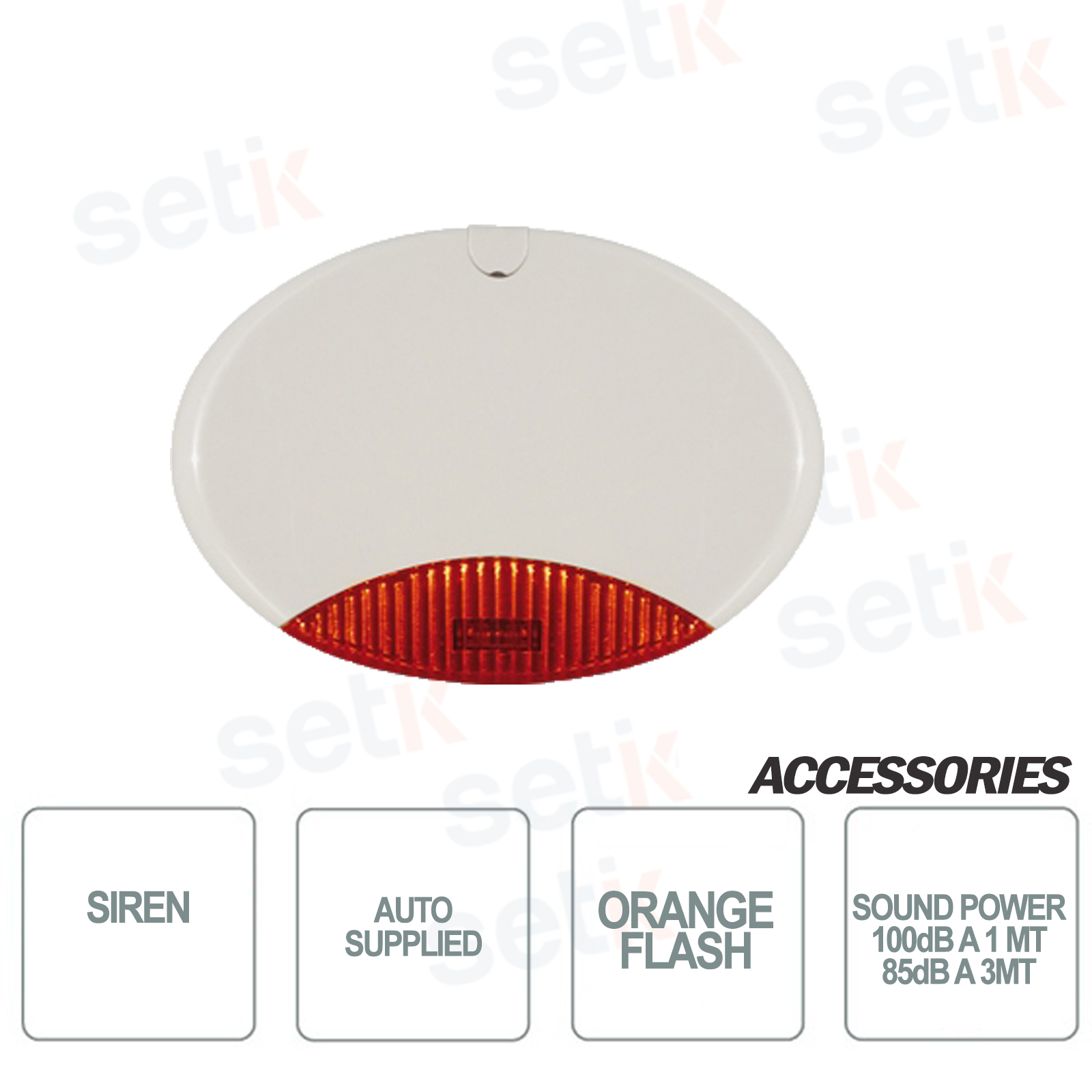 ISIDE140 - Orange LED self-powered outdoor siren - Setik.biz