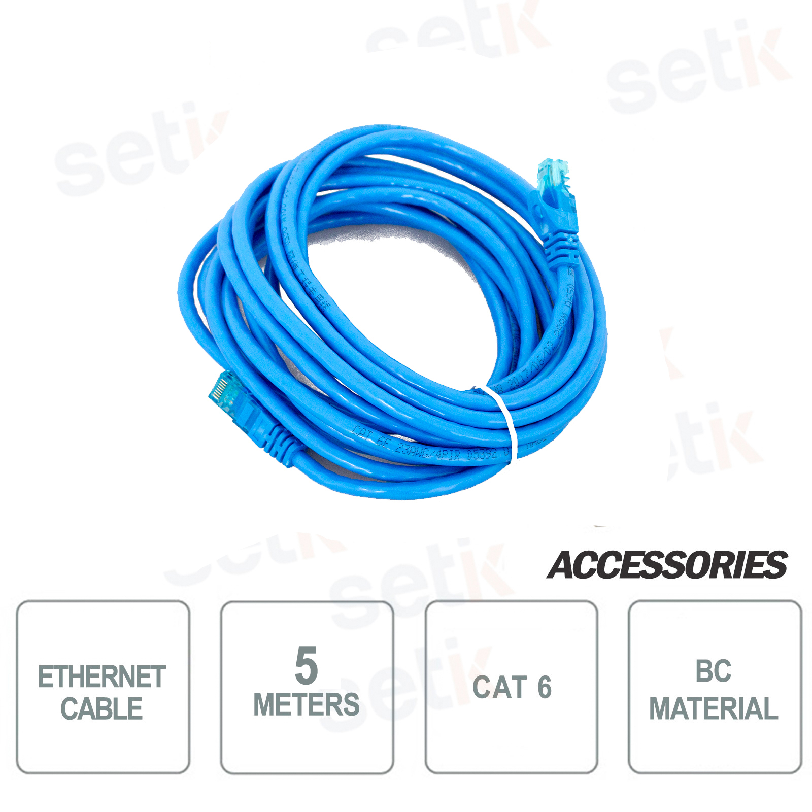 5.0MTC6 - Network cable CAT6 5mt Light blue Patch Cord with connectors ...