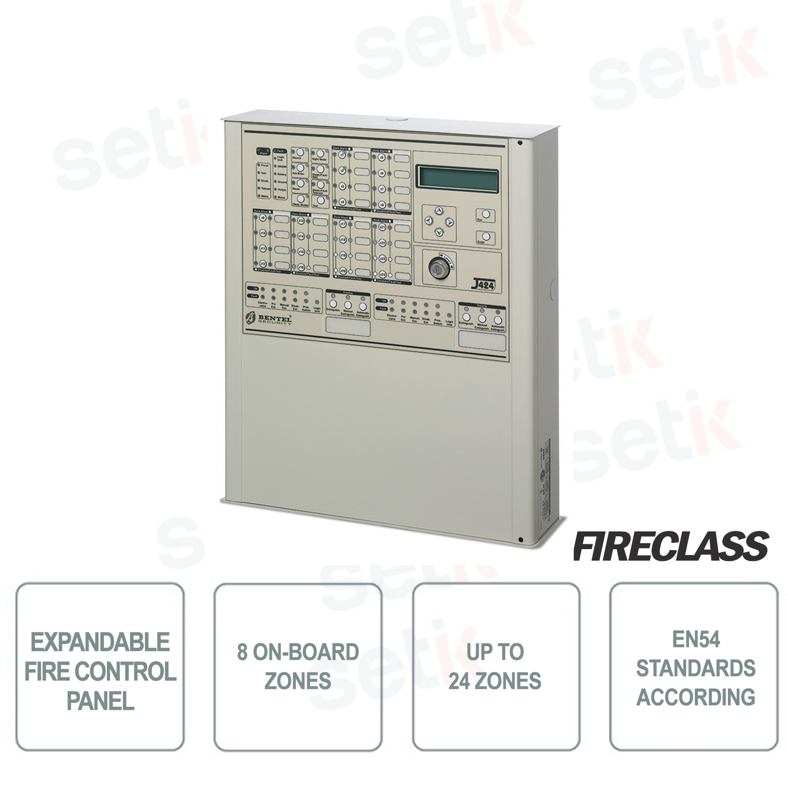 FCLJ424-8 - Panel de control de incendios FireClass 8 Zonas expandibles ...