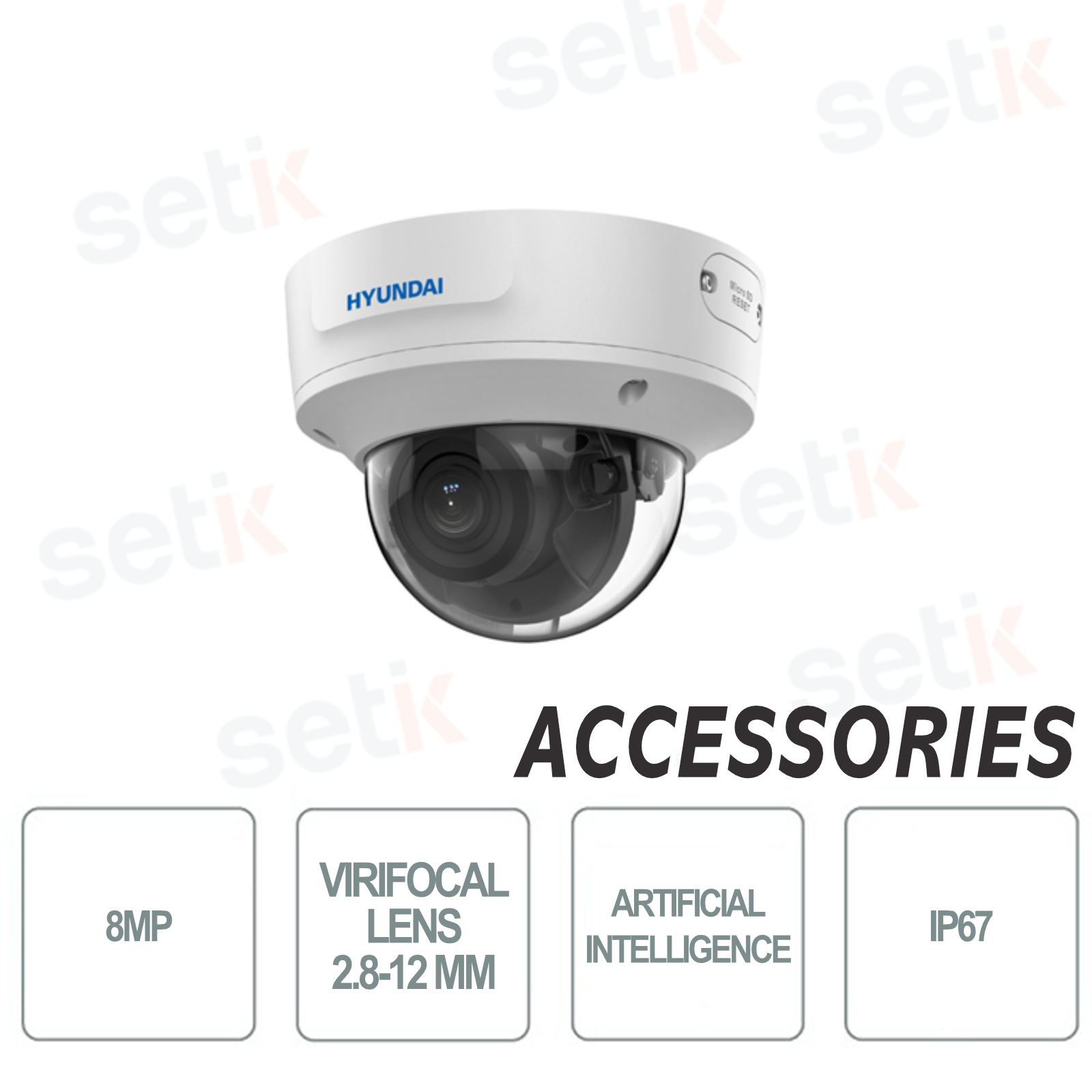 HYU-898 - Hyundai IP Dome 8MP Smart IR IP67 IK10 - Setik.biz