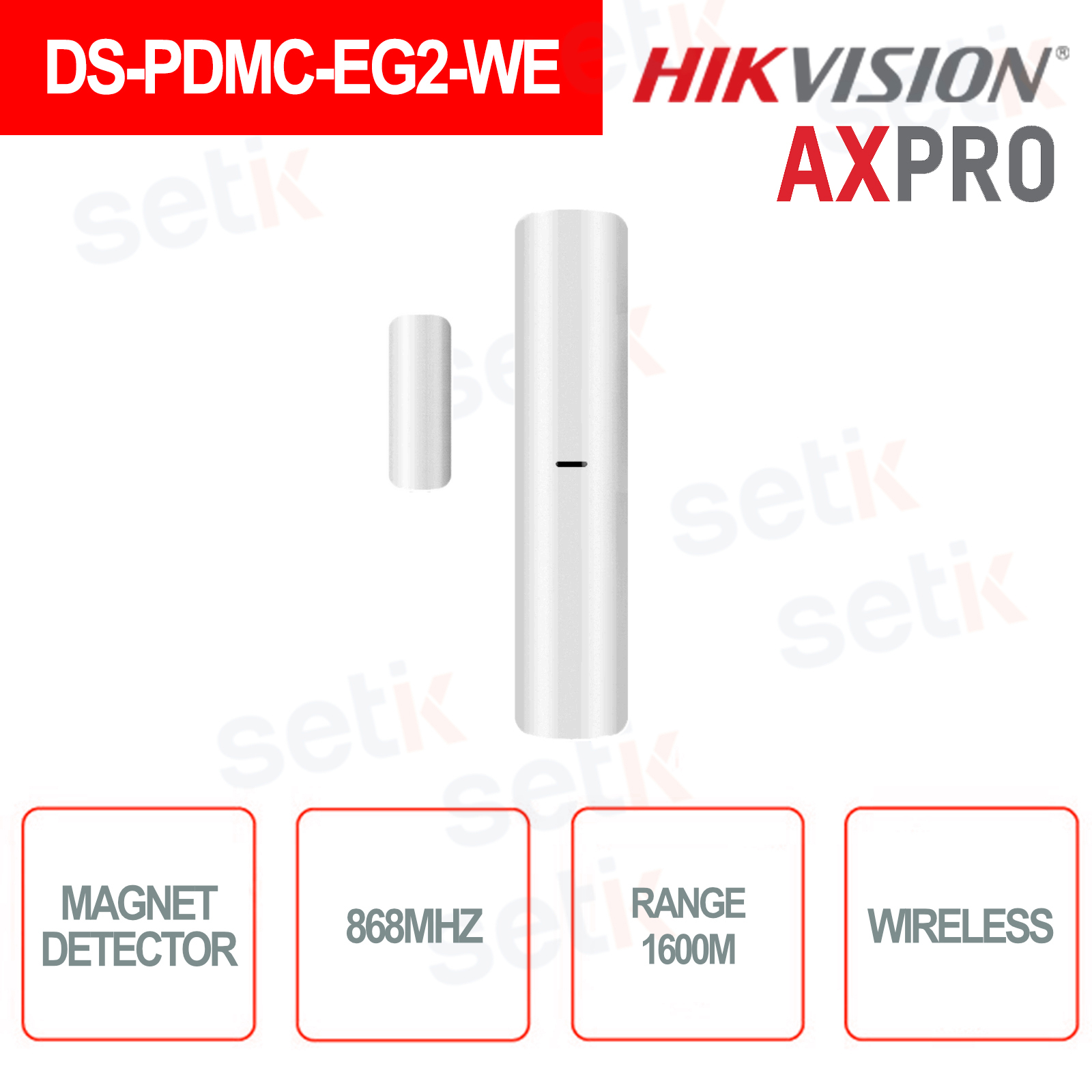 DS-PDMC-EG2-WE - AXPro Hikvision Wireless Contatto Magnetico portata ...