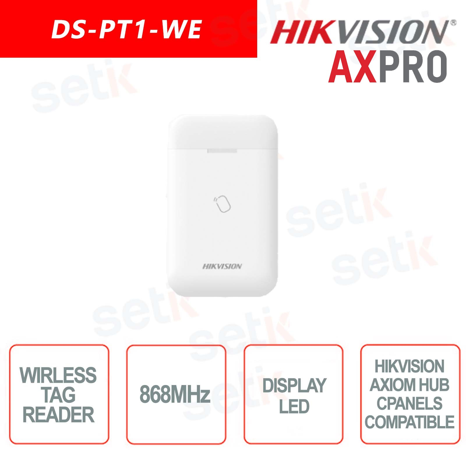 DS-PT1-WE - AXPro Hikvision - Lettore Wireless Tag Reader 868MHz ...