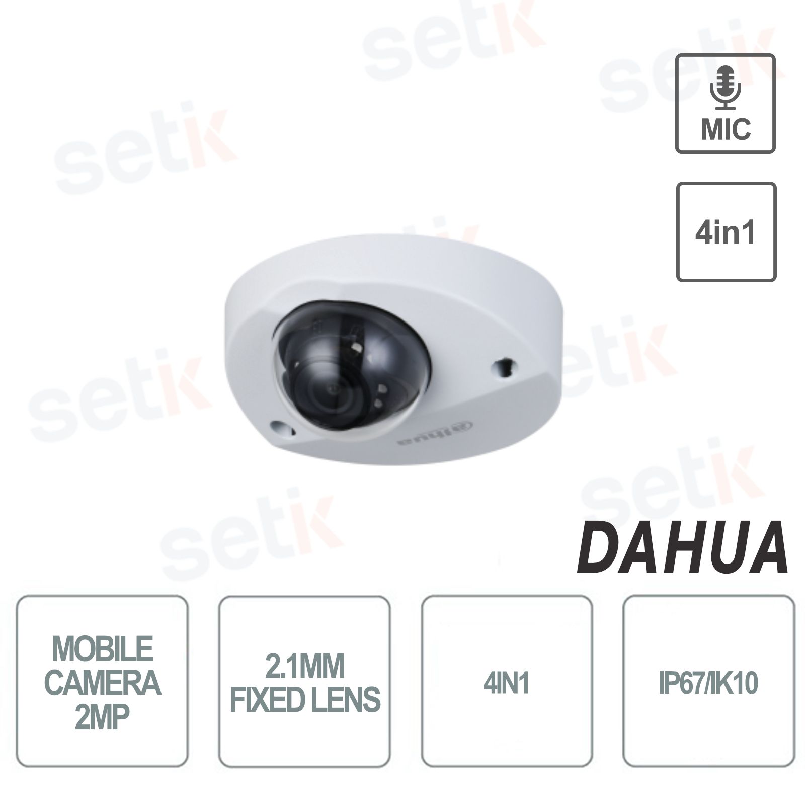 HAC-HDB3200F-M-S5 - Dahua Mobile HDCVI Dome Camera, 4in1, Microphone, 2 ...