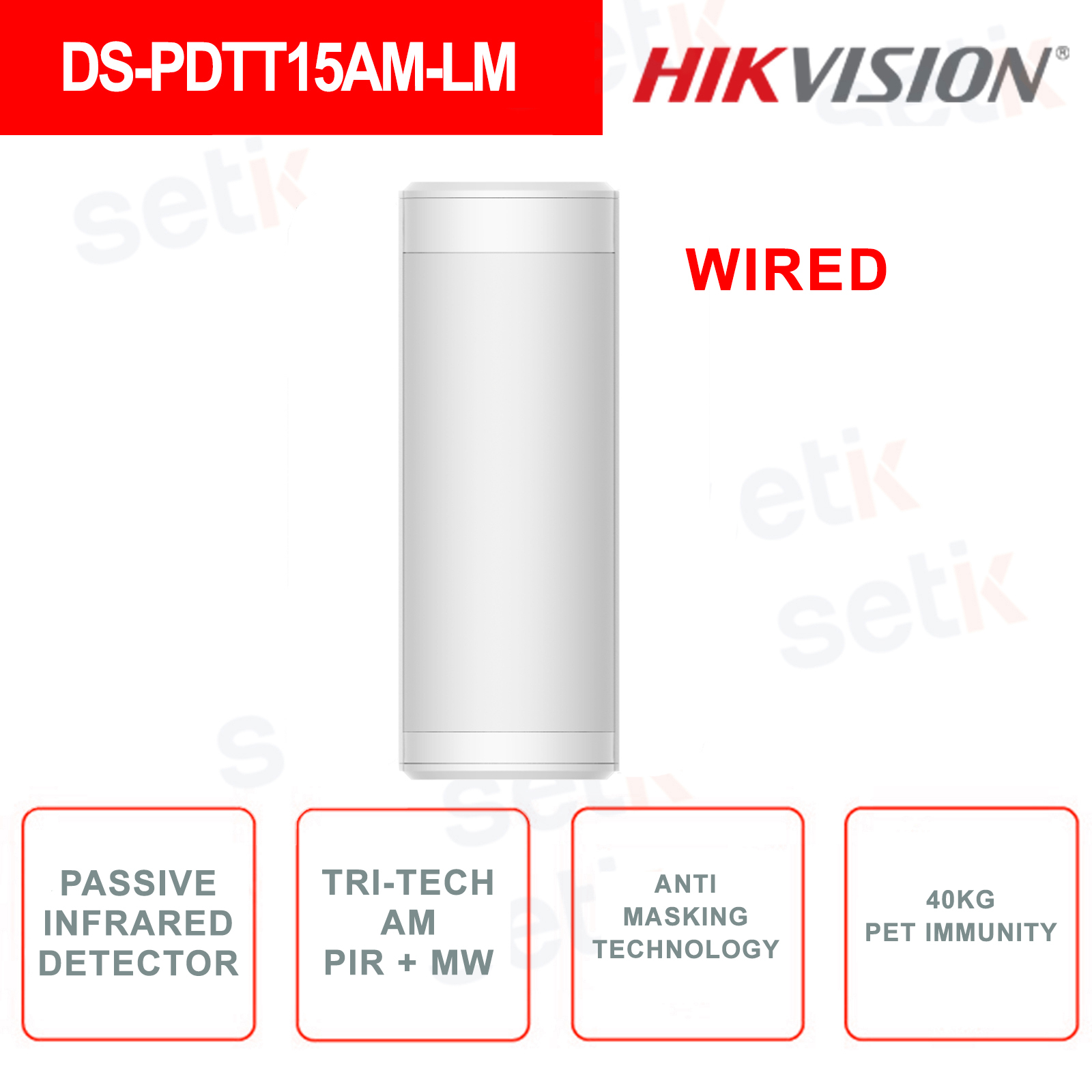 DS-PDTT15AM-LM - Hikvision Band-K Wired detector 15M Pet Immune Anti ...