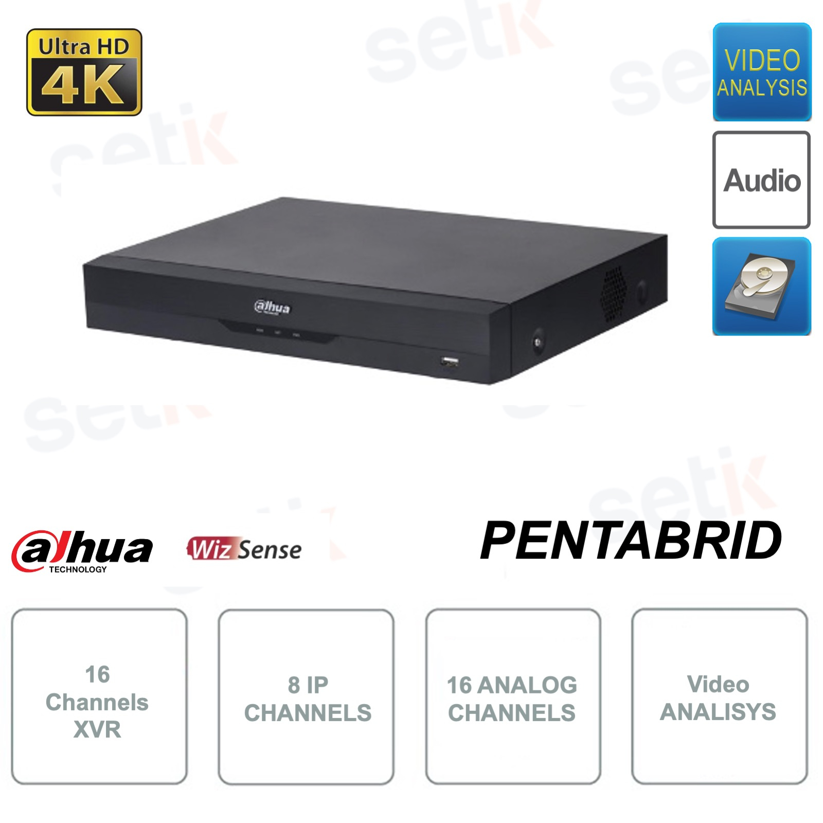 XVR5116HE-I3 - XVR 5in1 - ONVIF - 16 Channels - 5M-N Dahua - 8 IP ...