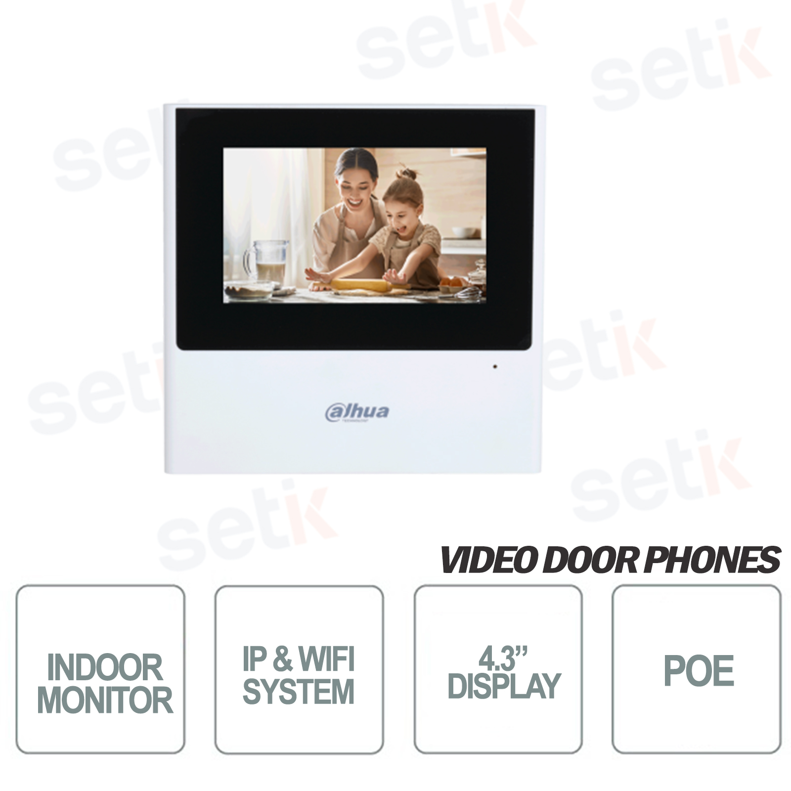 VTH2611L-WP - Dahua Monitor IP and WIFI 4.3 inch indoor station - Setik.biz