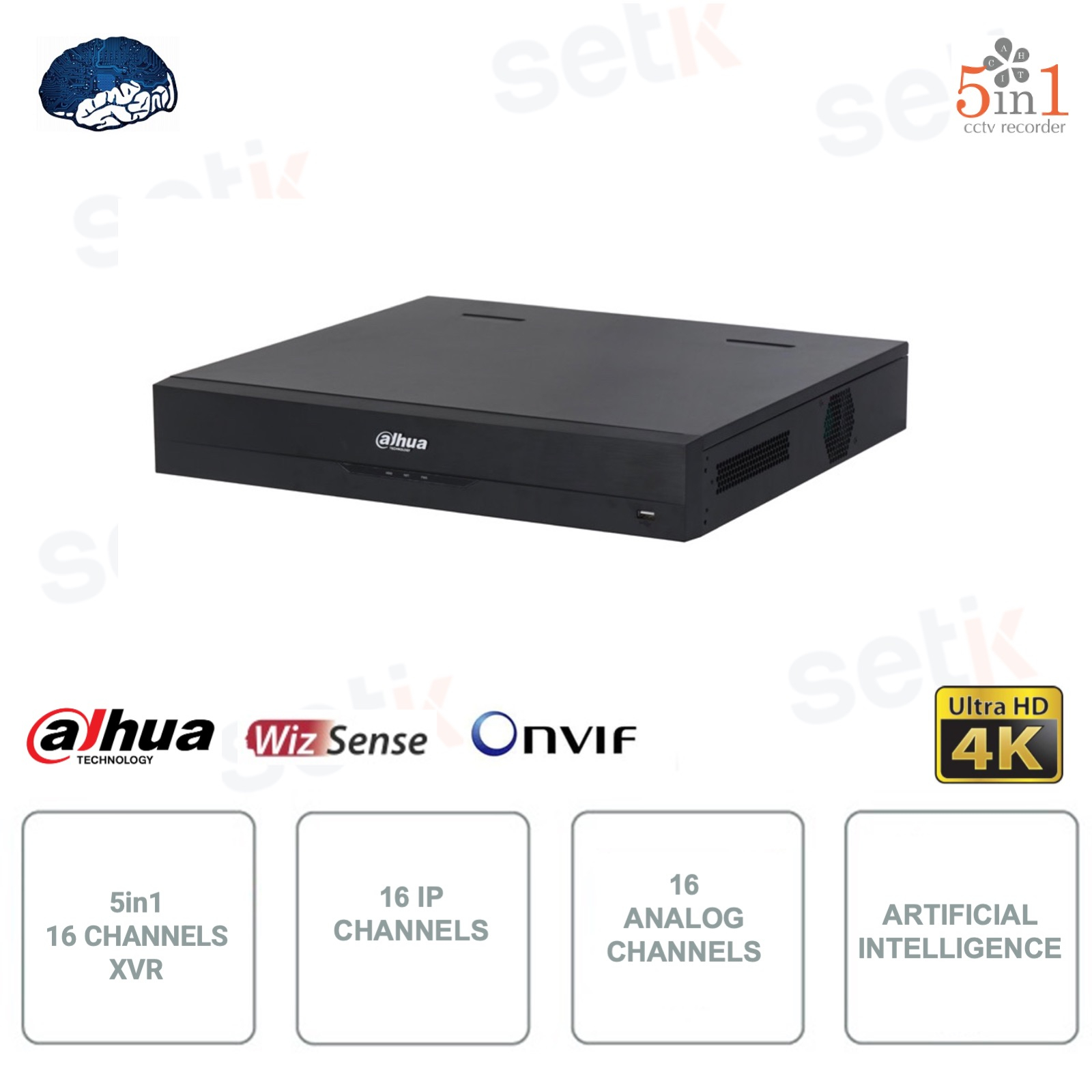 XVR5416L-4KL-I3 - XVR IP ONVIF - 16 channels - 4K-N 5MP - 5in1 - 16 IP channels - 16 analog ...