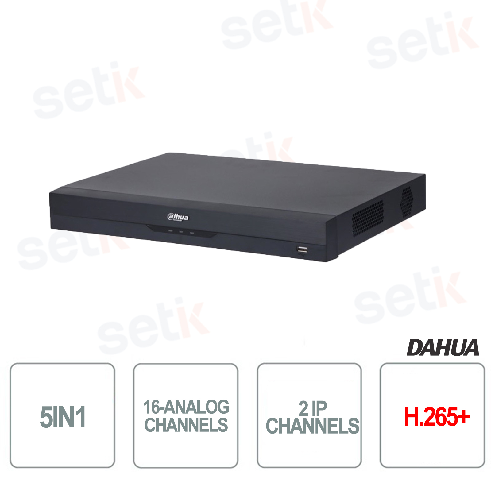 XVR4216AN-I - Dahua DVR 16 Kanäle 5in1 - 16 analoge Kanäle - 2 IP-Kanäle - Setik.biz