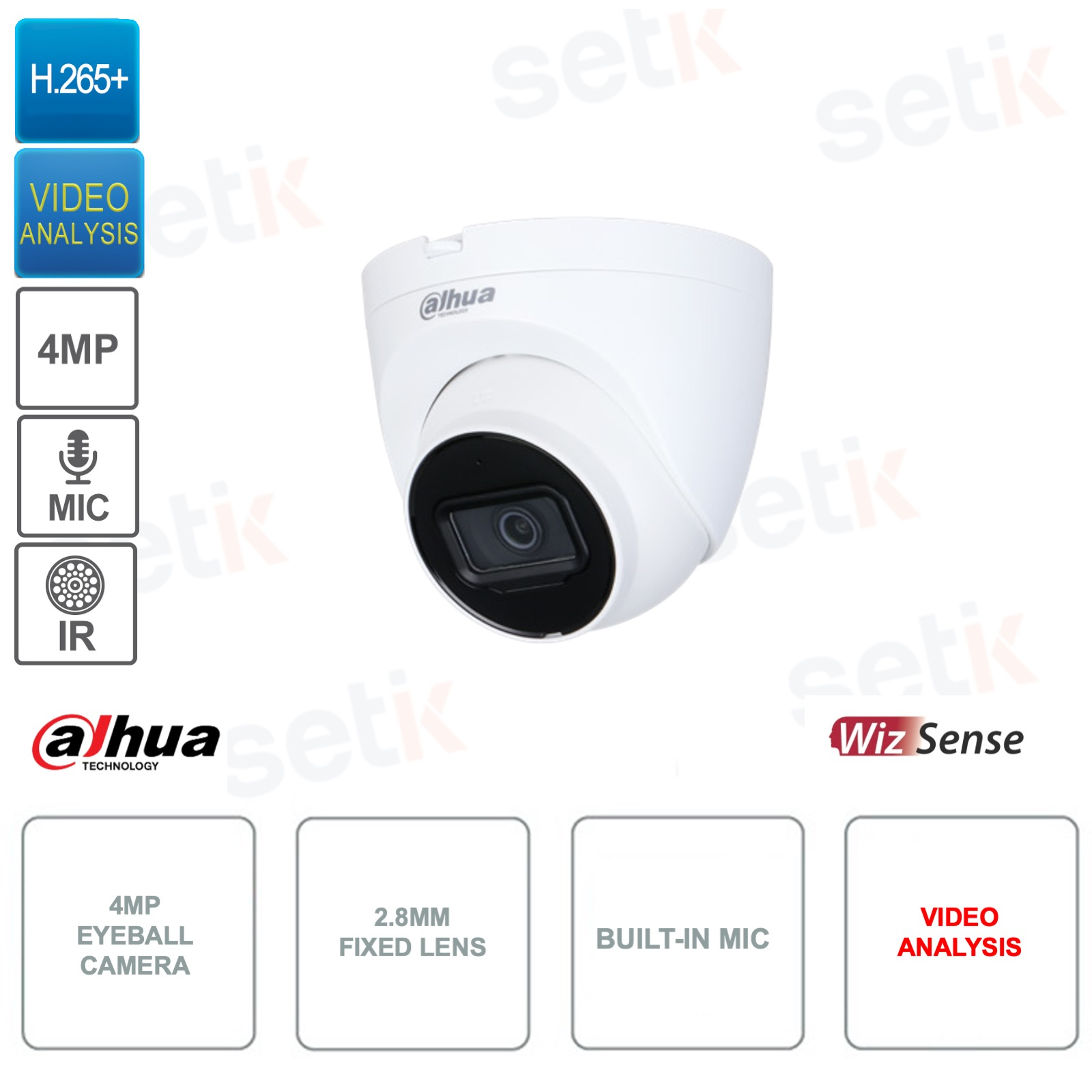 IPC-HDW2441T-S - Telecamera IP POE ONVIF Eyeball 4MP - 2.8mm - Video Analisi - Setik.biz