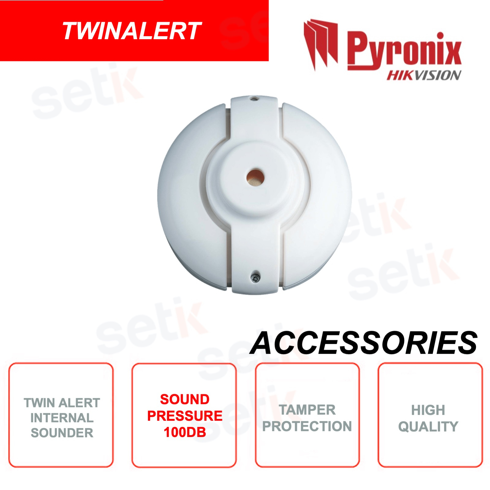 TWINALERT - Indoor siren - 100dB - Tamper - Blocking input - Setik.biz