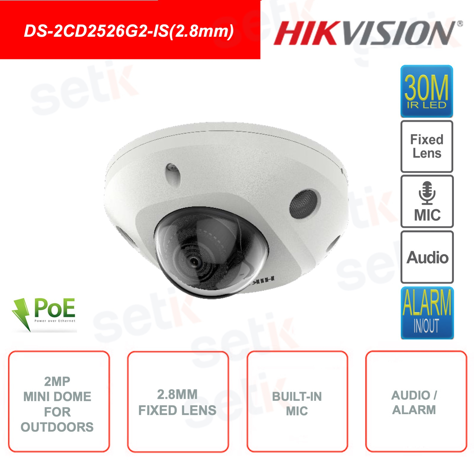 DS-2CD2526G2-IS(2.8mm) - IP POE 2MP Mini Dome Camera - 2.8mm Lens ...