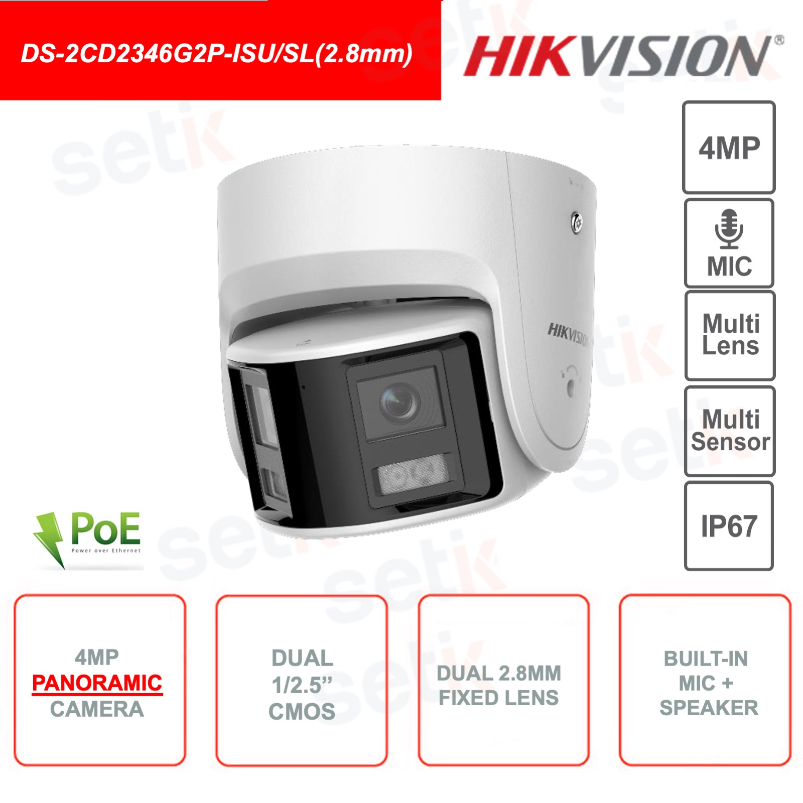 DS-2CD2346G2P-ISU/SL(2.8mm) - Hikvision 4MP Camera with AI, Live Guard and Night Vision - Setik.biz