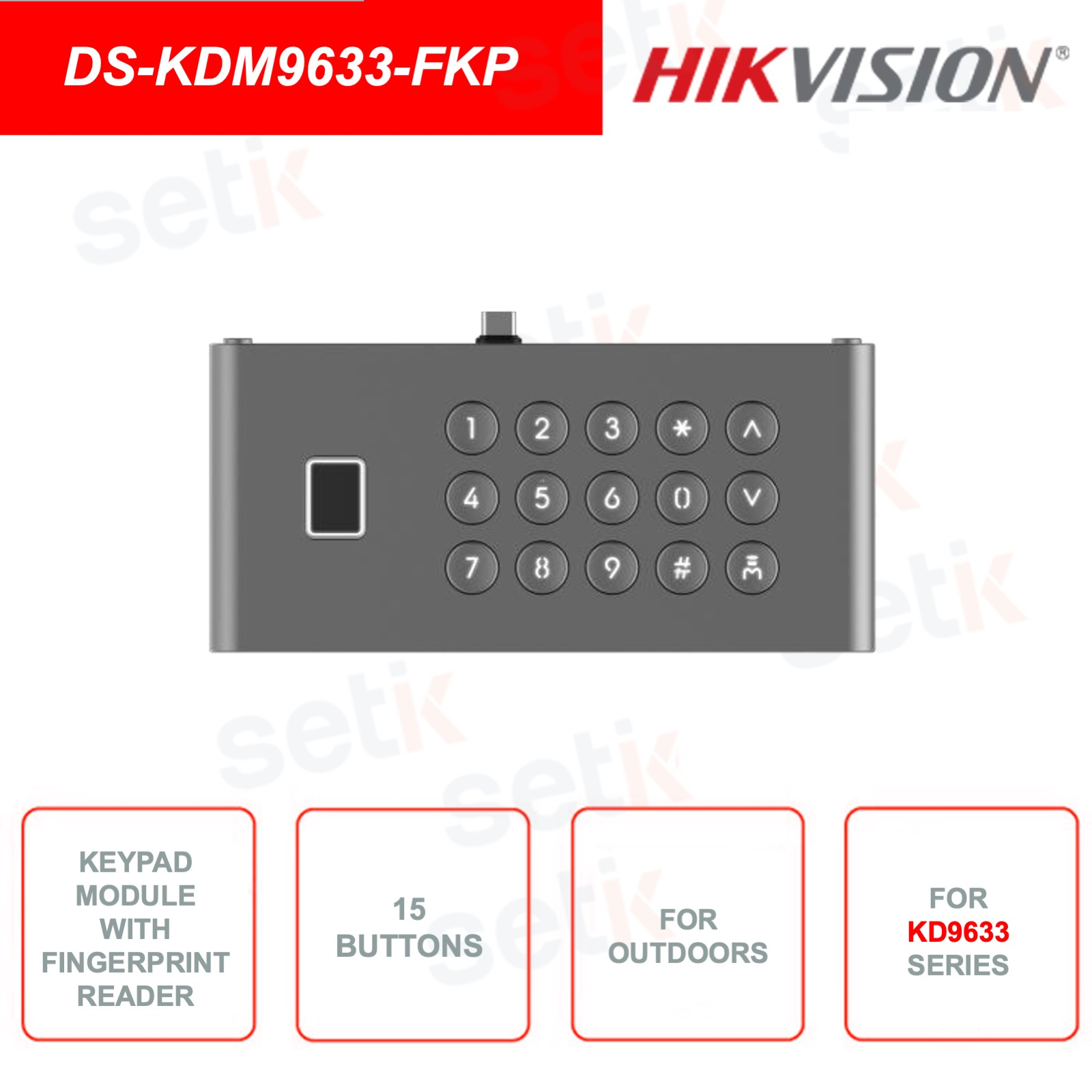 DS-KDM9633-FKP - 15-key keyboard with fingerprint reader - For KD9633 ...