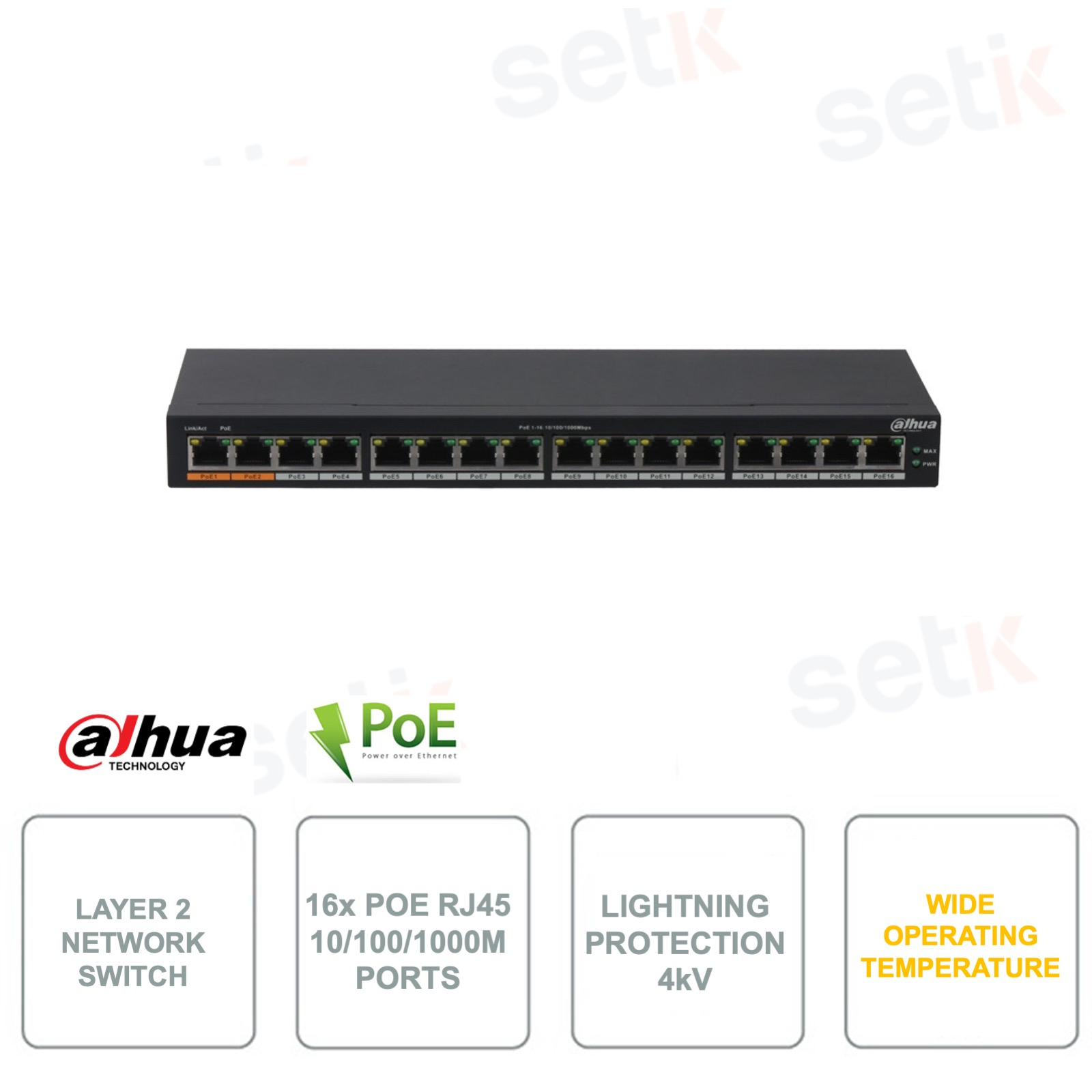PFS3016-16GT-190 - Unmanageable Industrial Switch - 16 Gigabit RJ45 PoE ...