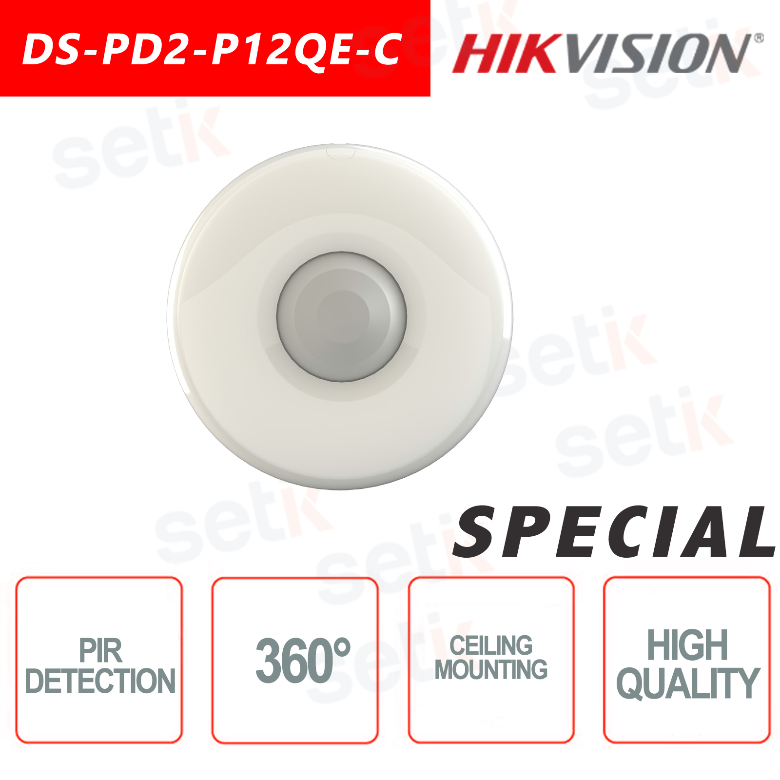 DS-PD2-P12QE-C - Ceiling PIR Detector - 360 Degrees - Ceiling - Setik.biz