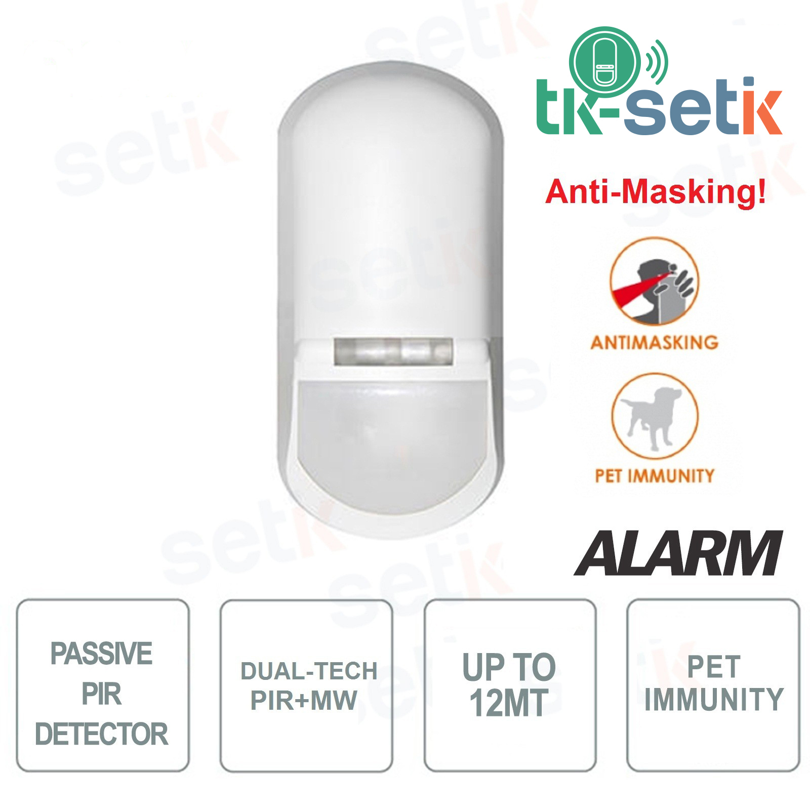 TK-504A - Sensor antienmascaramiento inmune a mascotas PIR+MW - Setik.biz