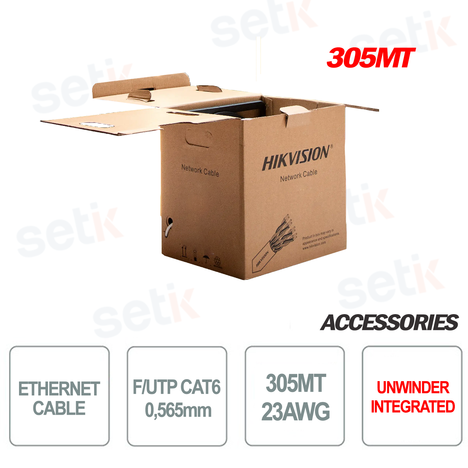 DS-1LN6OPSPE/Black - SBOBOX Hikvision Coil 305MT F/UTP CAT 6 23AWG 0 ...