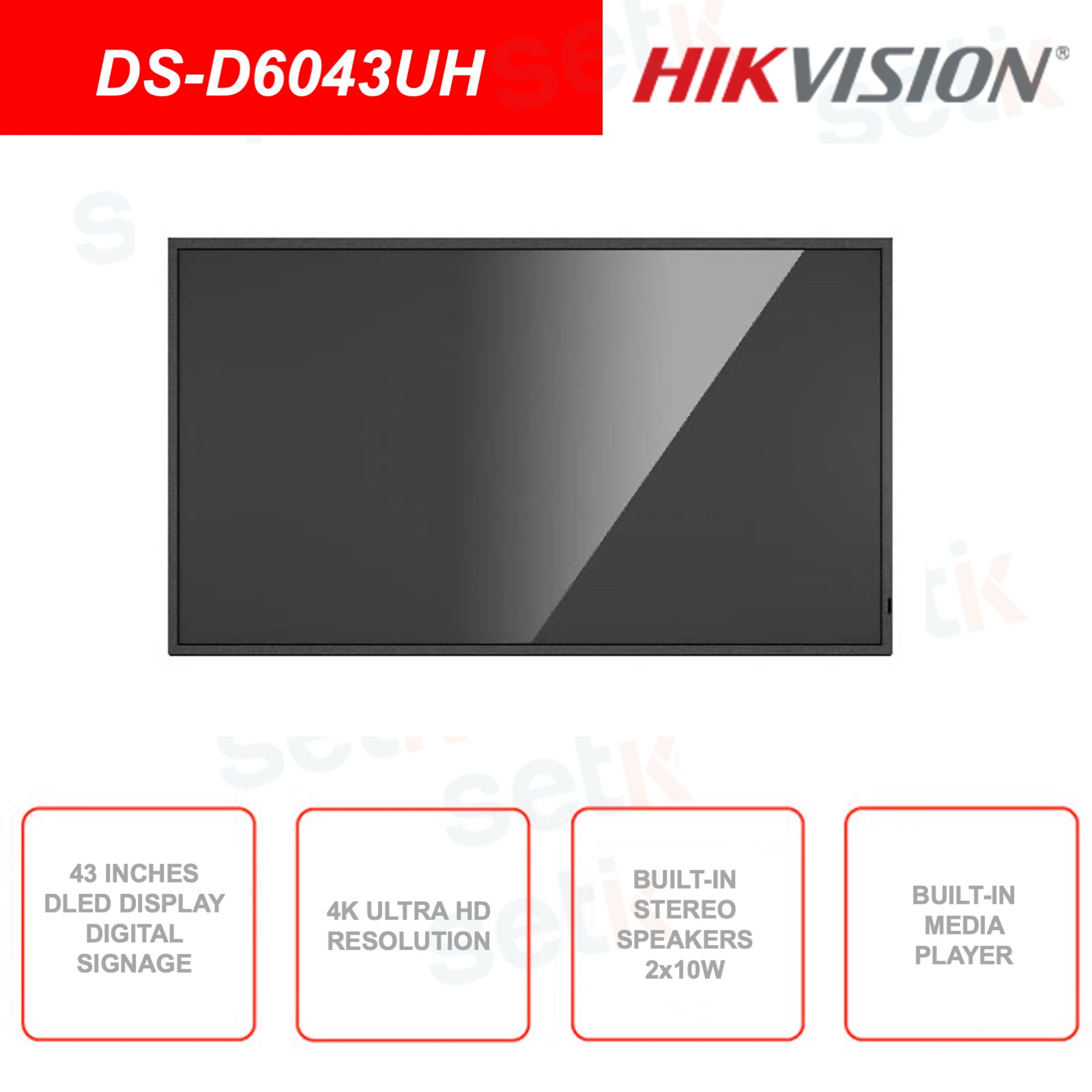 DS-D6043UH - Monitor a muro per affissioni - 43 pollici - risoluzione 4K Ultra HD - 8ms - WIFI ...