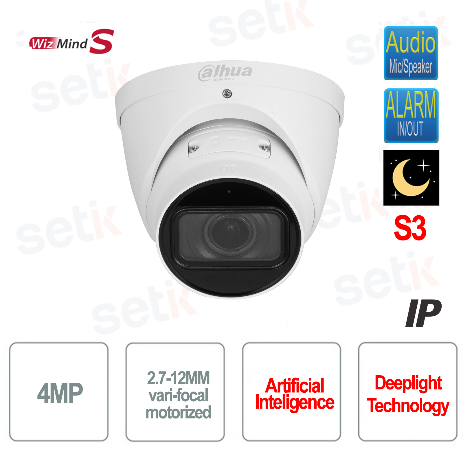 IPC-HDW5442T-ZE-S3 - Dahua IP 4MP AI Starlight Audio Ottica Varifocale Video Analisi - Setik.biz