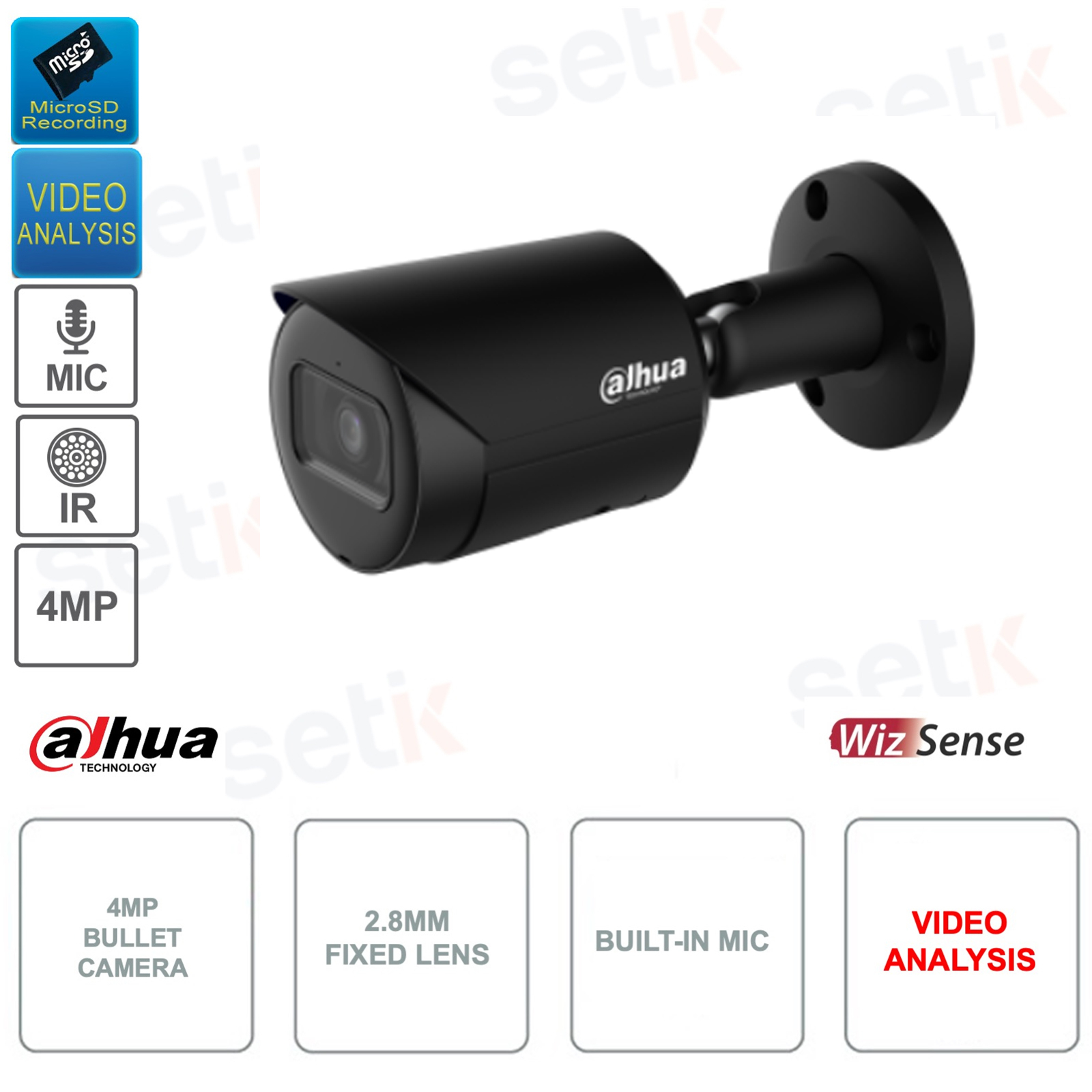 IPC-HFW2441S-S-DG - IP POE ONVIF Bullet Camera 4MP - 2.8mm - Video Analysis - IR 30m - Nero ...
