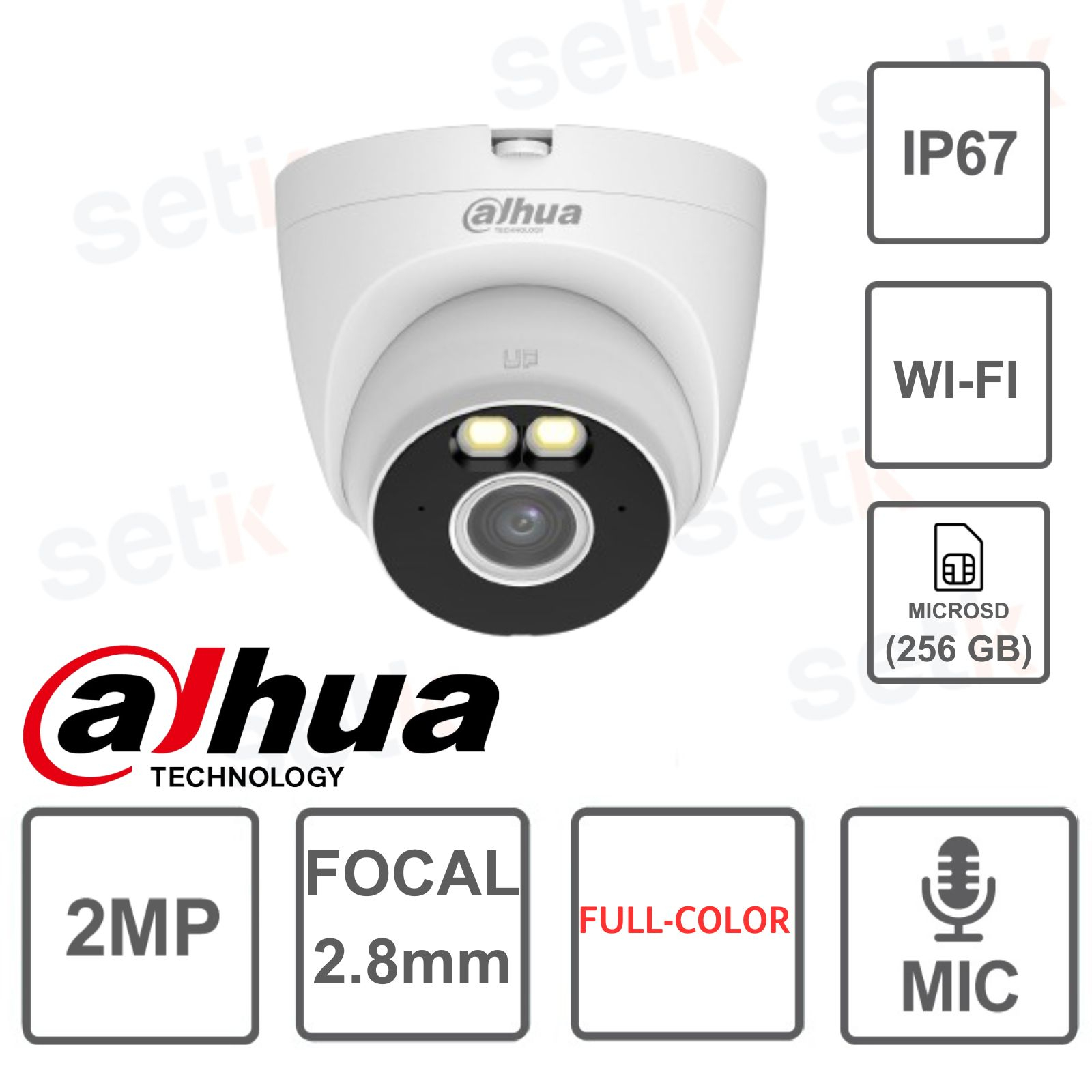 T2A-LED - Eyeball IP camera - 2MP - 2.8mm - WIFI - IR 30m - Microphone ...