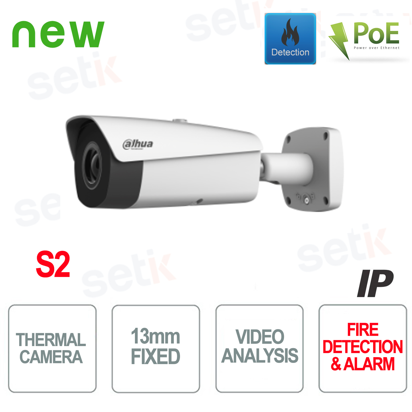 TPC-BF5401-B13-S2 - Dahua Caméra IP Bullet Thermique 13mm Alarme Incendie S2 - Setik.biz
