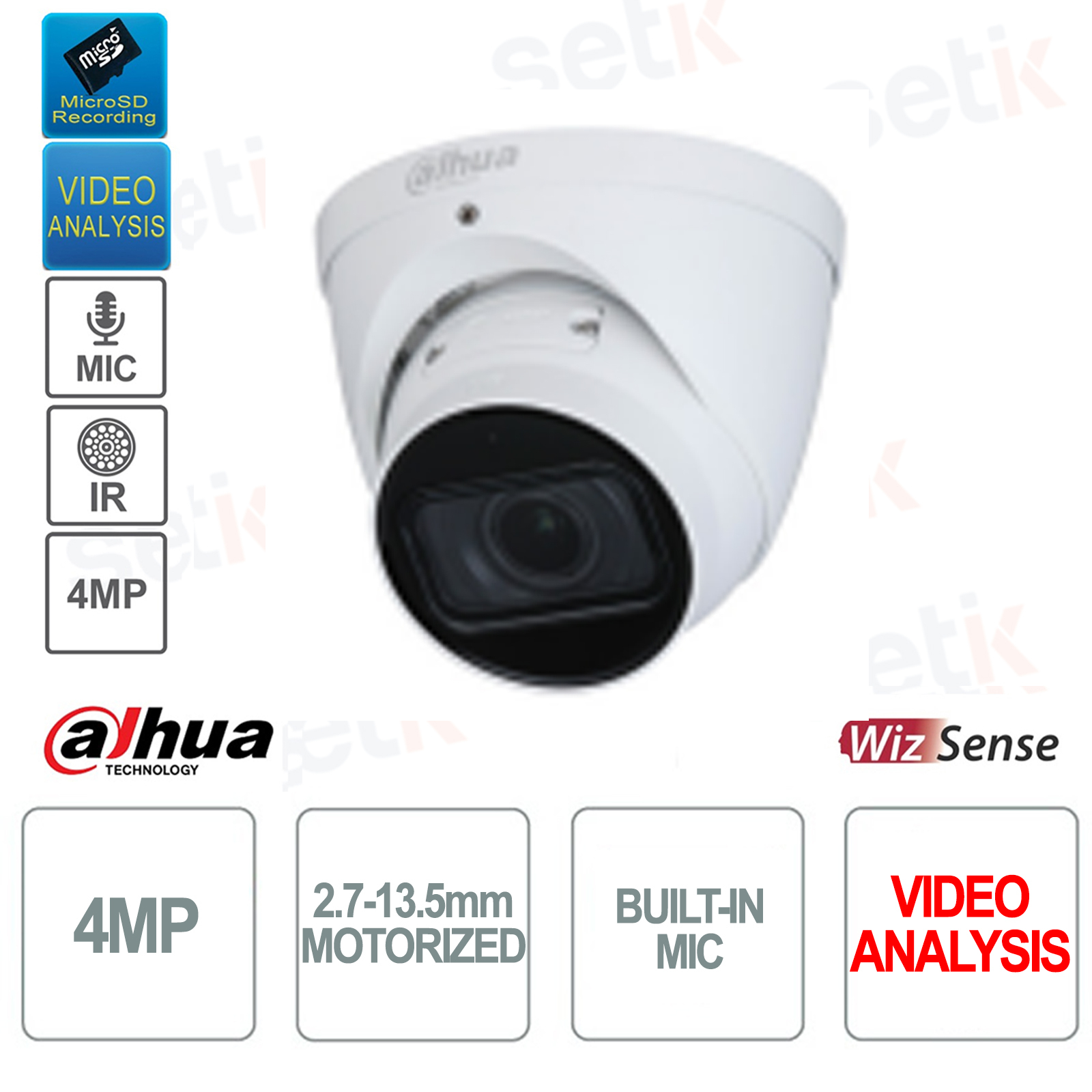 IPC-HDW2441T-ZS - Telecamera IP POE ONVIF Dome 4MP - 2.7-13.5mm - Video Analisi - IR 40m - Setik.biz