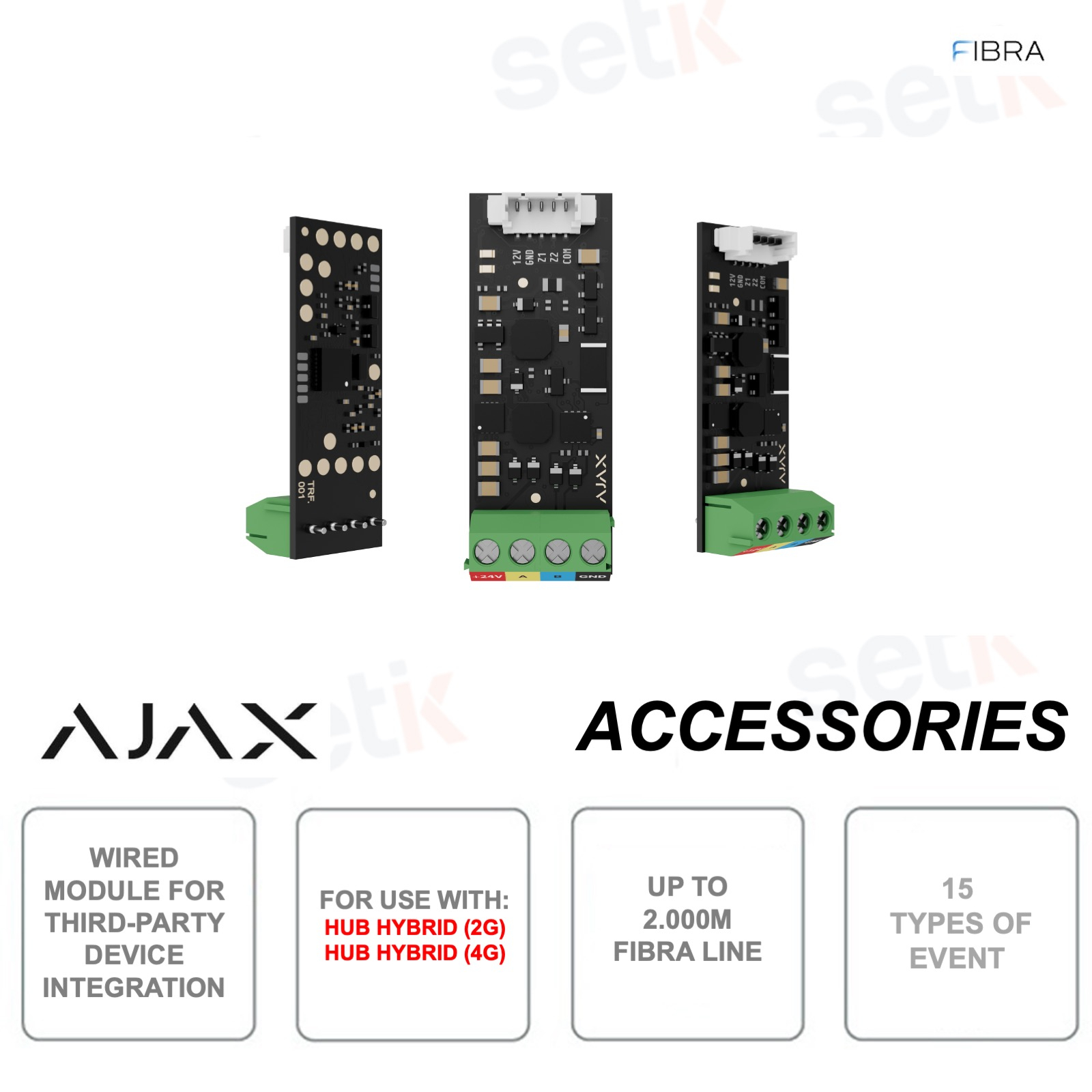 77373.182.NC1 - Ajax - Fiber Transmitter - Wired module for adding third-party devices - Setik.biz