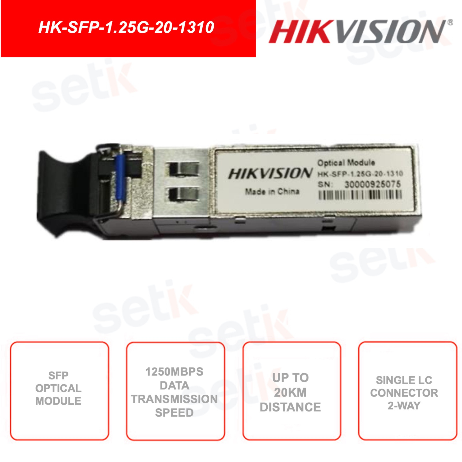 HK-SFP-1.25G-20-1310 - Module SFP - Hikvision - Ethernet 1,25G - Norme ...