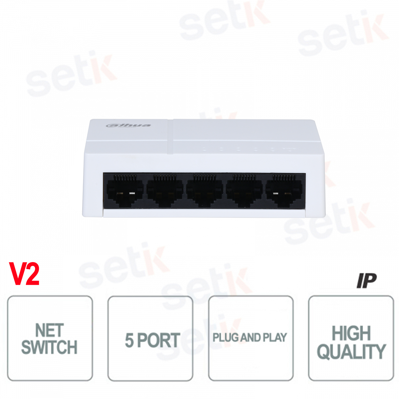 PFS3005-5GT-L-V2 - Switch Dahua 5 Porte Gigabit Plug & Play – Espandi la tua rete ora! - Setik.biz