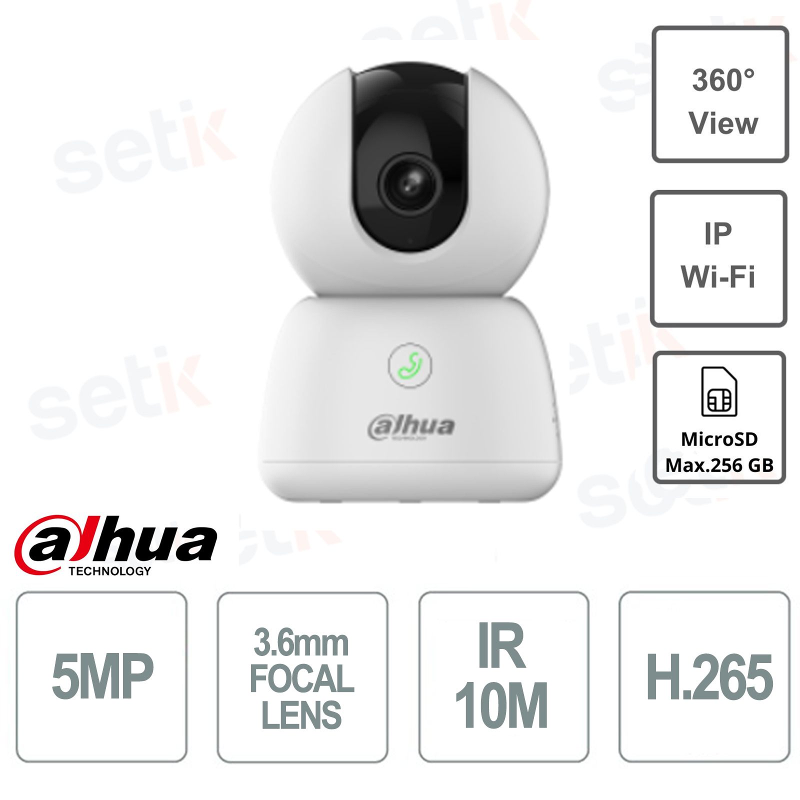 H5B - Dahua Mini WiFi IP Camera 5MP Audio IR 3.6mm Lens - Setik.biz