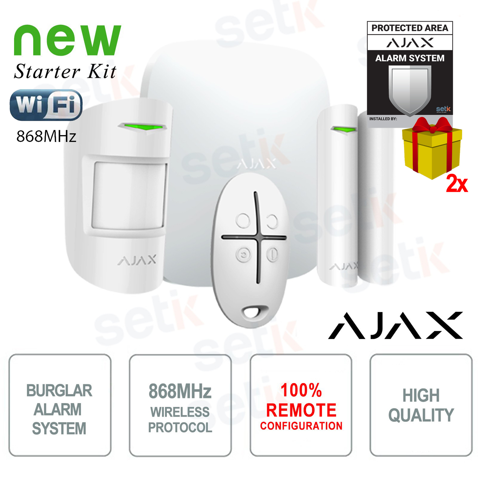 38168.56.WH1 - Ajax Wireless GPRS/LAN Alarm Kit - Setik.biz