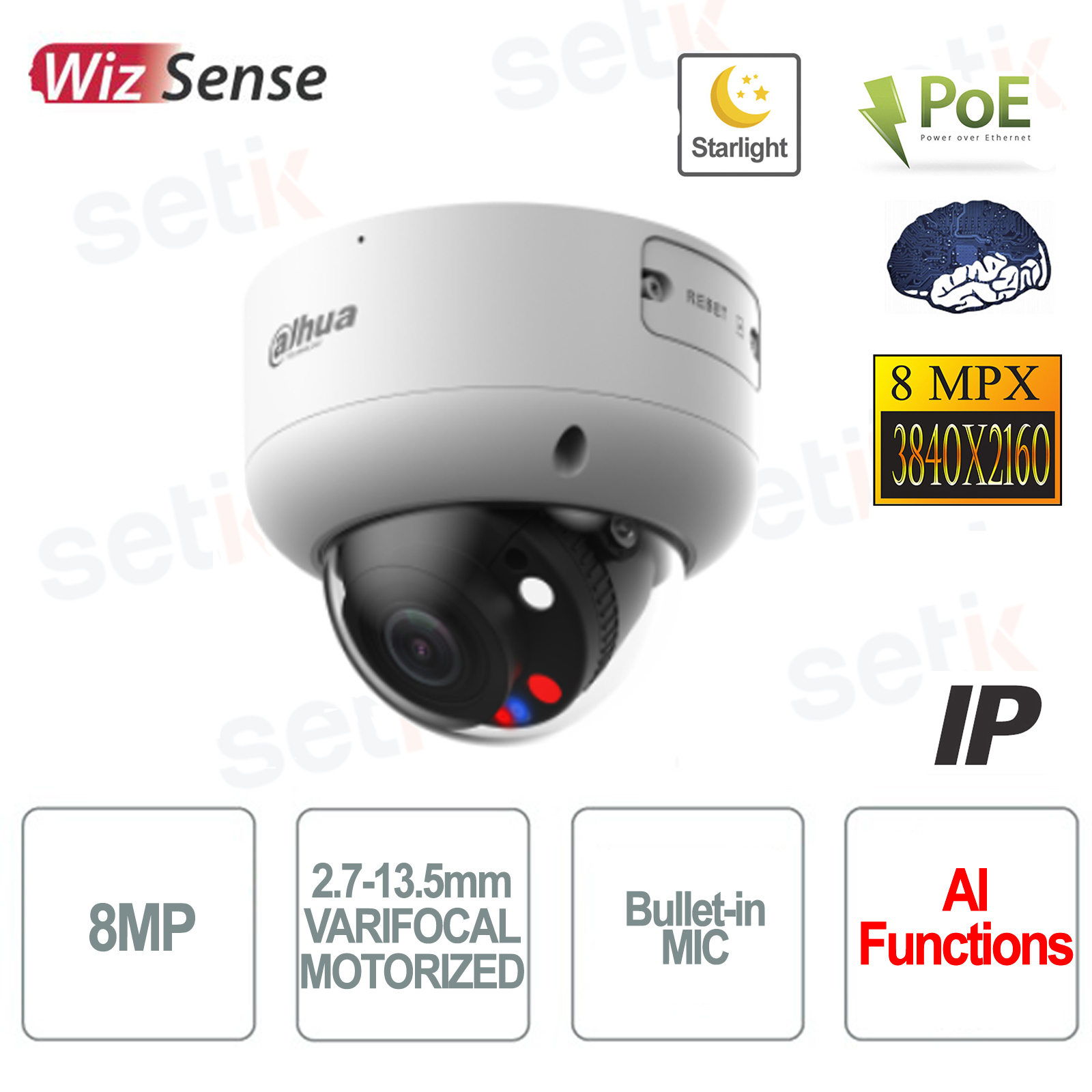 IPC-HDBW3849R1-ZAS-PV-S5 - 8MP Dahua IP Dome Motorized Onvif PoE Artificial Intelligence S5 ...