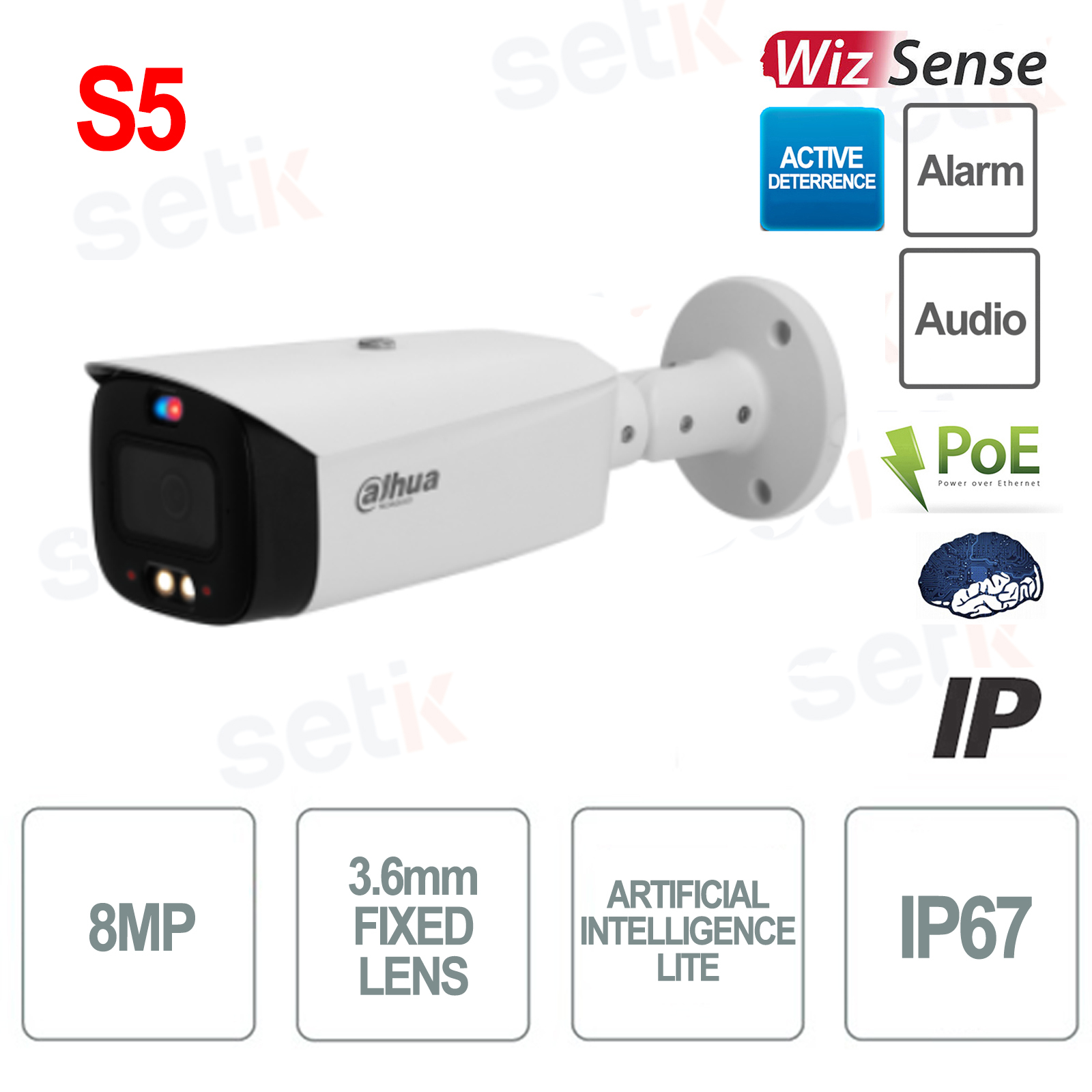 IPC-HFW3849T1-AS-PV-S5 - Bullet IP 8MP Dahua 3.6mm Inteligencia Artificial Lite - S5 - Setik.biz
