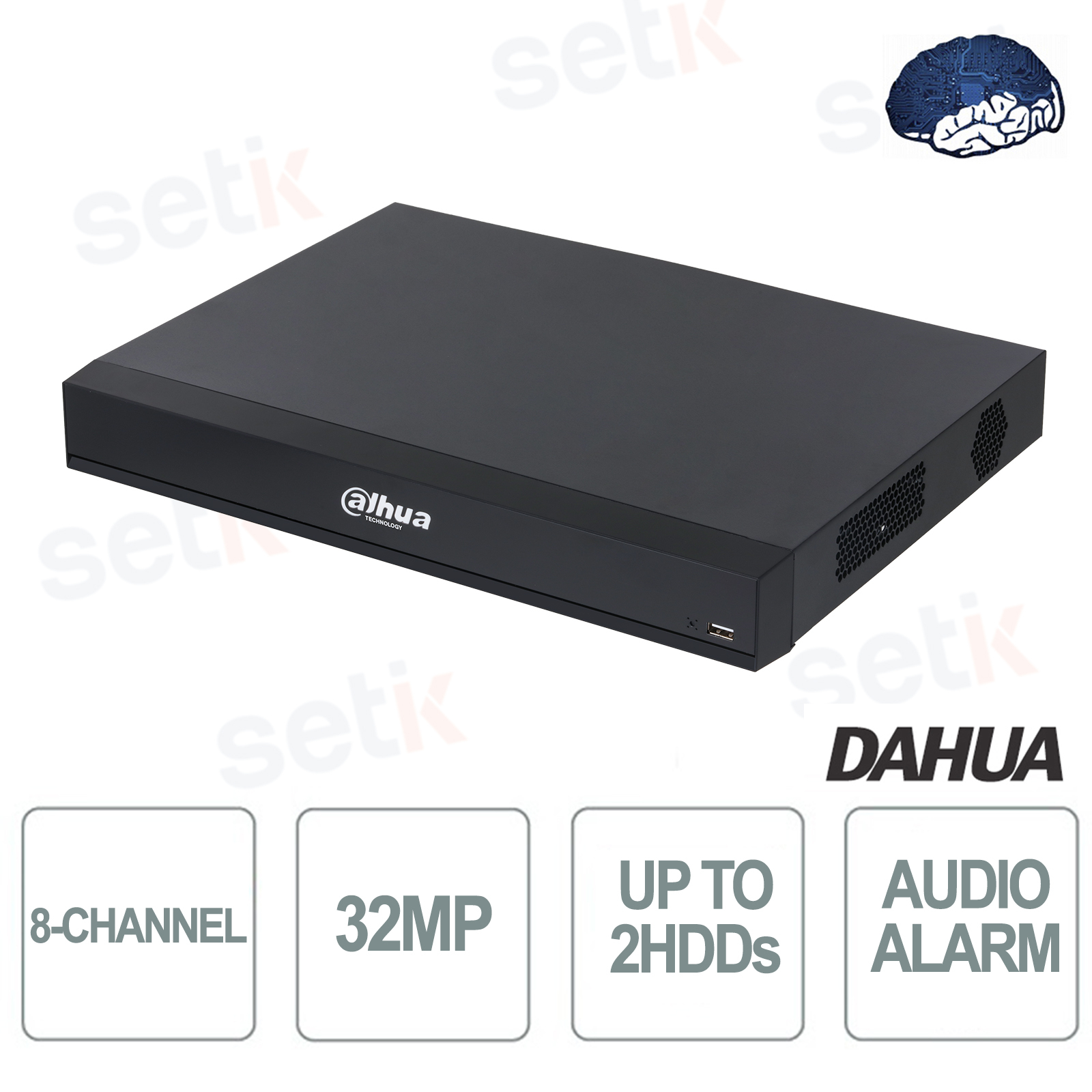 NVR5208-XI - NVR 8 Canales PoE Onvif Dahua IP 32MP IA - Setik.biz