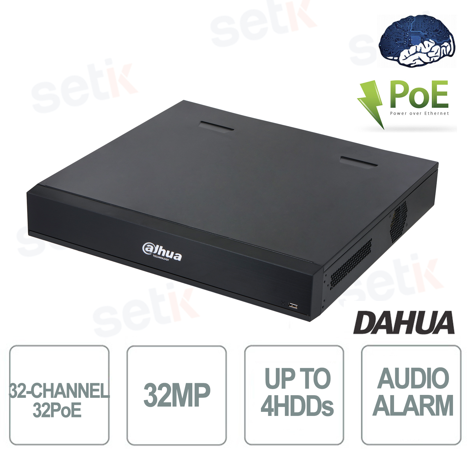 NVR5432-16P-XI - NVR 32 Channels 32 PoE ports Onvif Dahua IP 32MP AI - Setik.biz