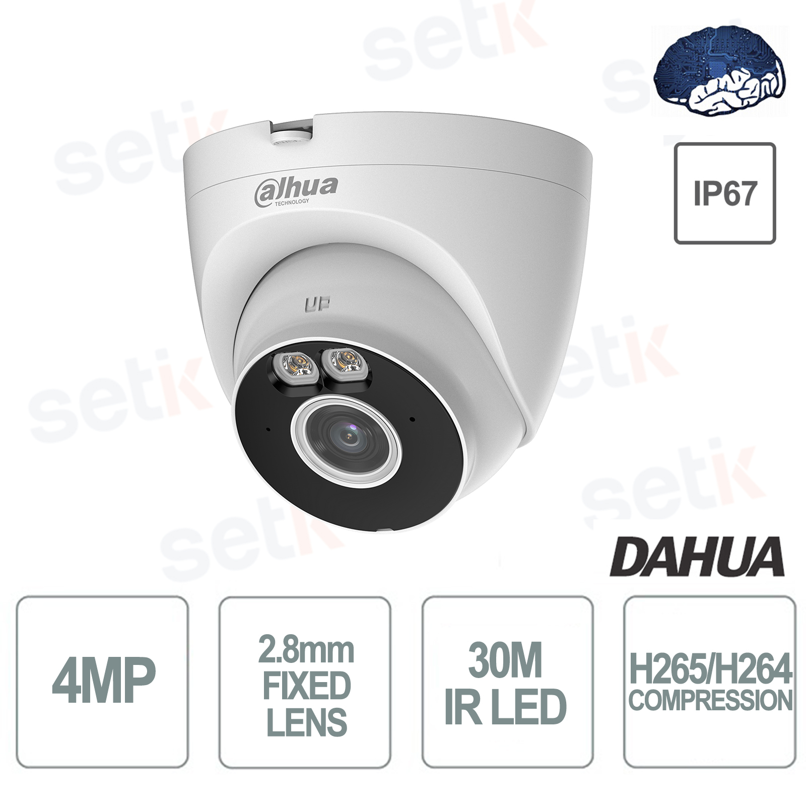 T4A-LED - Mini Dome IP ONVIF PoE 4MP 2.8 mm WDR Dahua - Setik.biz