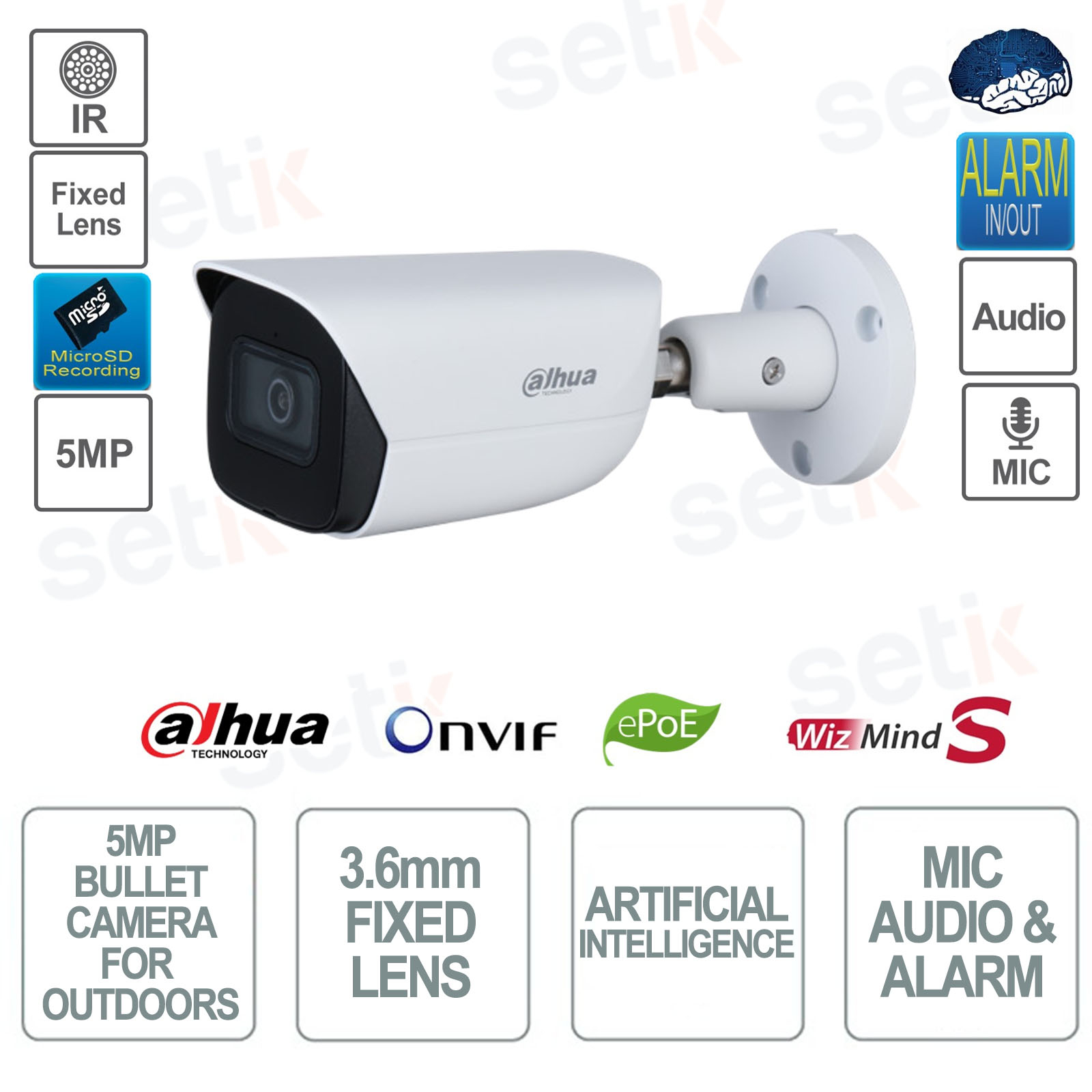 IPC-HFW5541E-ASE-S3 - Bullet IP POE ONVIF - 2MP Full HD - Lente fija de 2.8mm - Inteligencia ...