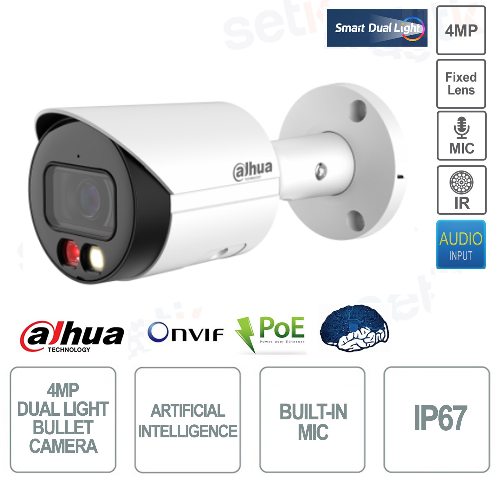 IPC-HFW2449S-S-IL - IPC-HFW2449S-S-IL Dahua Bullet 4MP 2.8mm Smart Dual Light - Setik.biz