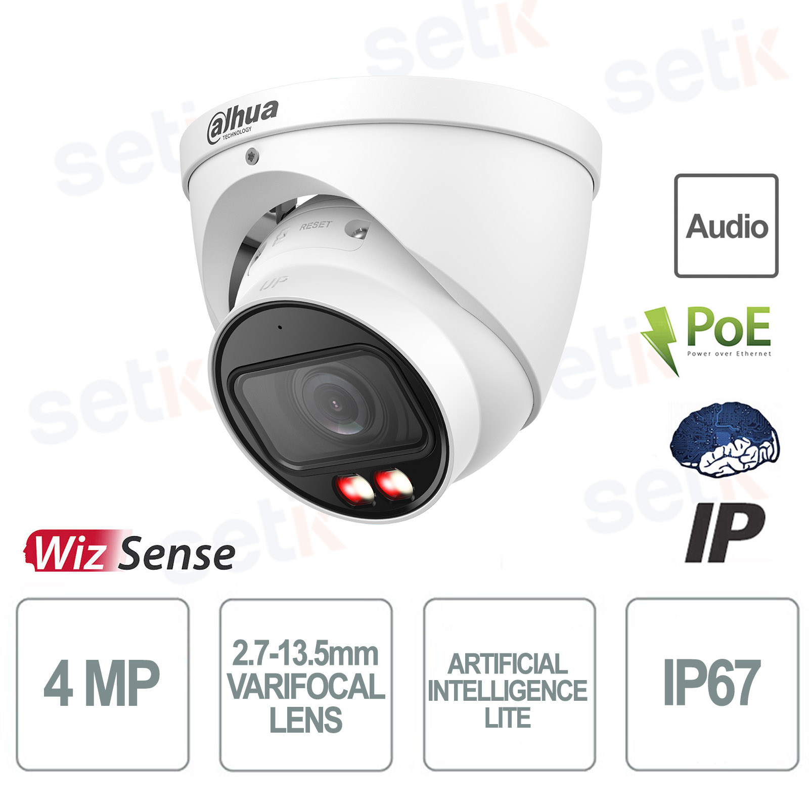 IPC-HDW3449T-ZS-IL - IP Dome 4MP Dahua 2.7-13.5mm Artificial Intelligence Lite - Setik.biz
