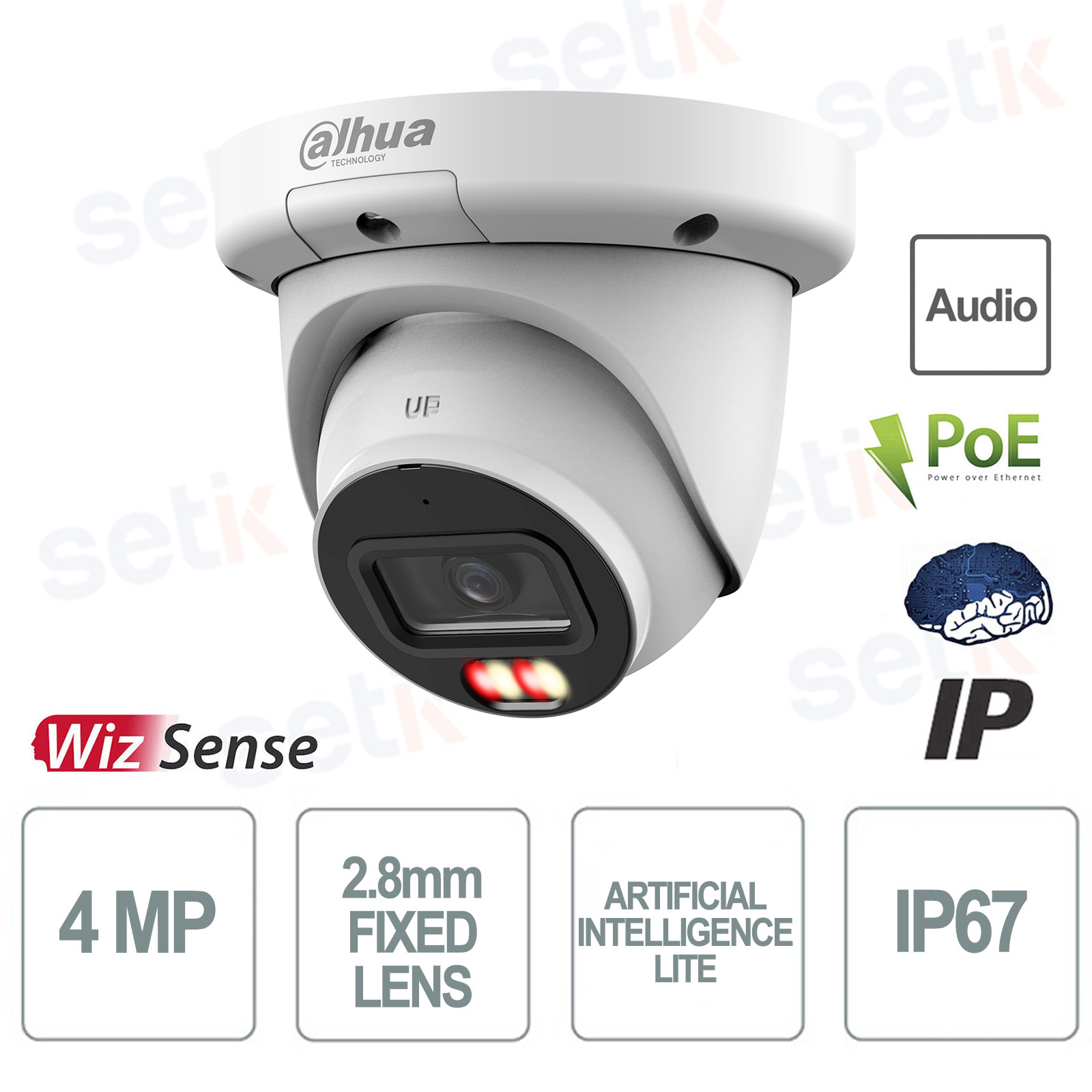 IPC-HDW3449QM-S-IL - Dome Eyeball IP 4MP Dahua 2.8mm Intelligenza Artificiale Lite - Setik.biz