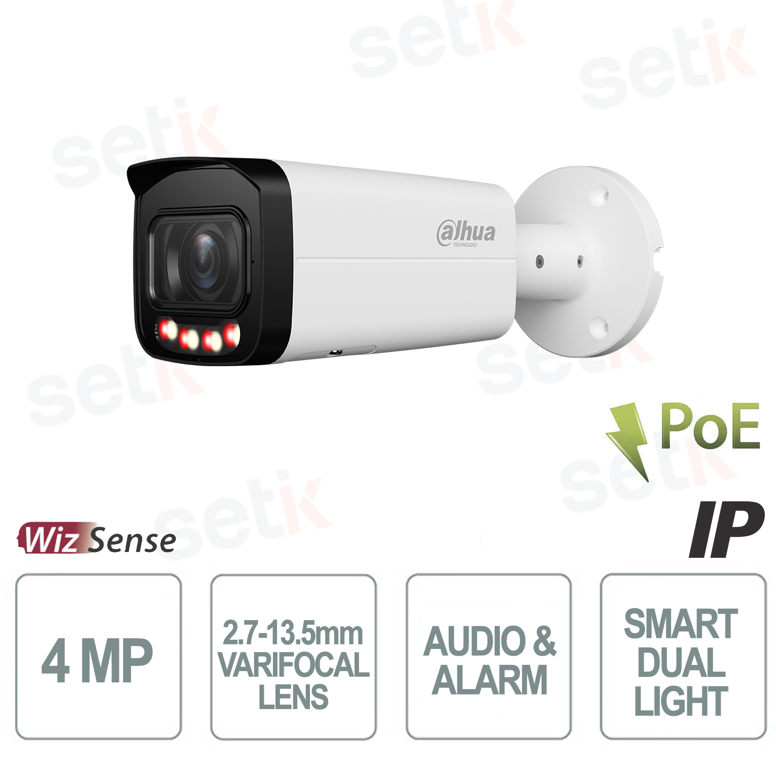 IPC-HFW3449T-ZAS-IL - Wizsense Dahua 4MP Motorized Bullet IP PoE Smart Dual Light Audio - Setik.biz