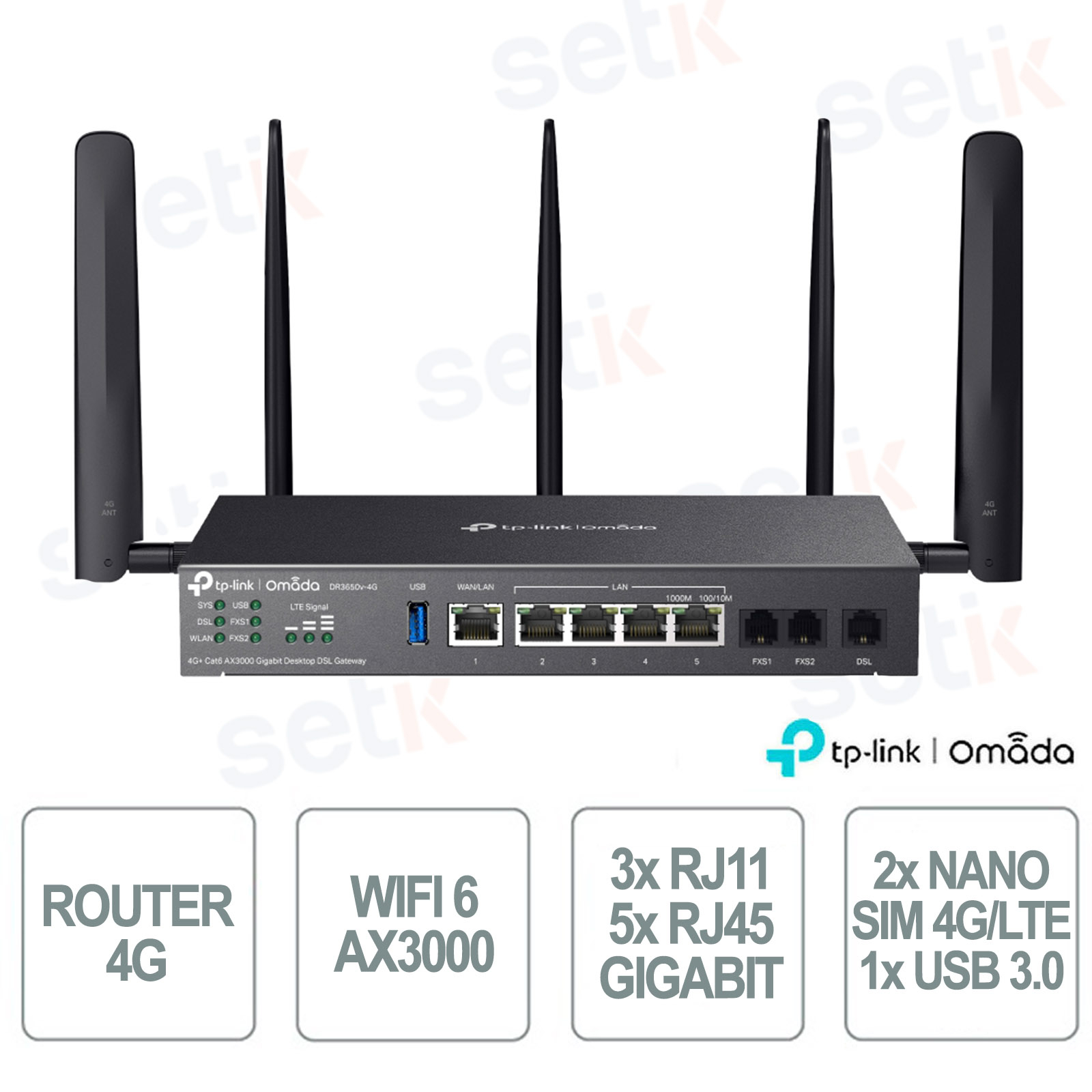 DR3650v-4G - TP-Link DR3650v-4G WiFi 6 AX3000 | Gateway 4G+ Cat6: Scopri di più - Setik.biz