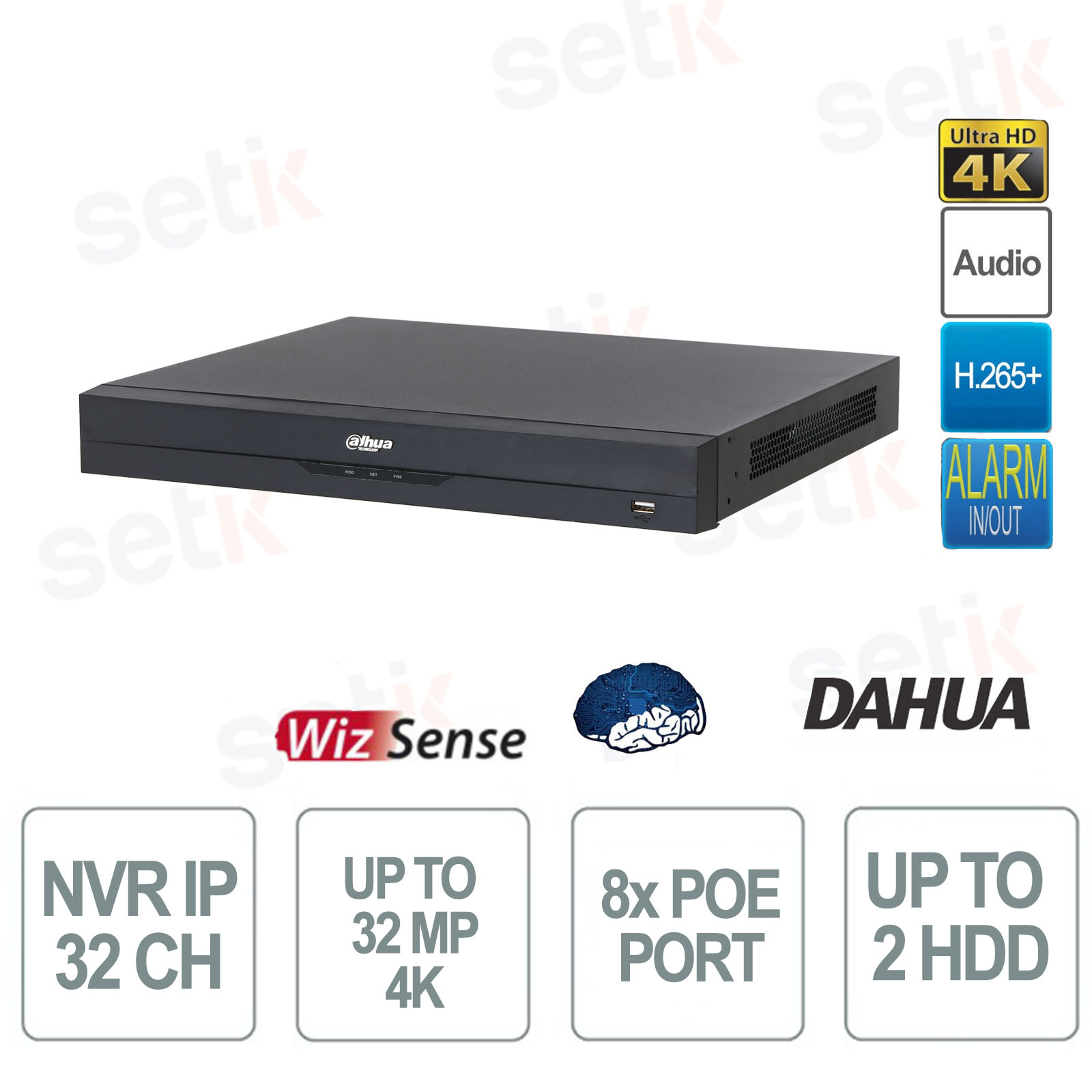 NVR5232-8P-EI2 - Dahua NVR5232-8P-EI2 32CH PoE con AI – Scopri la Sicurezza Avanzata - Setik.biz